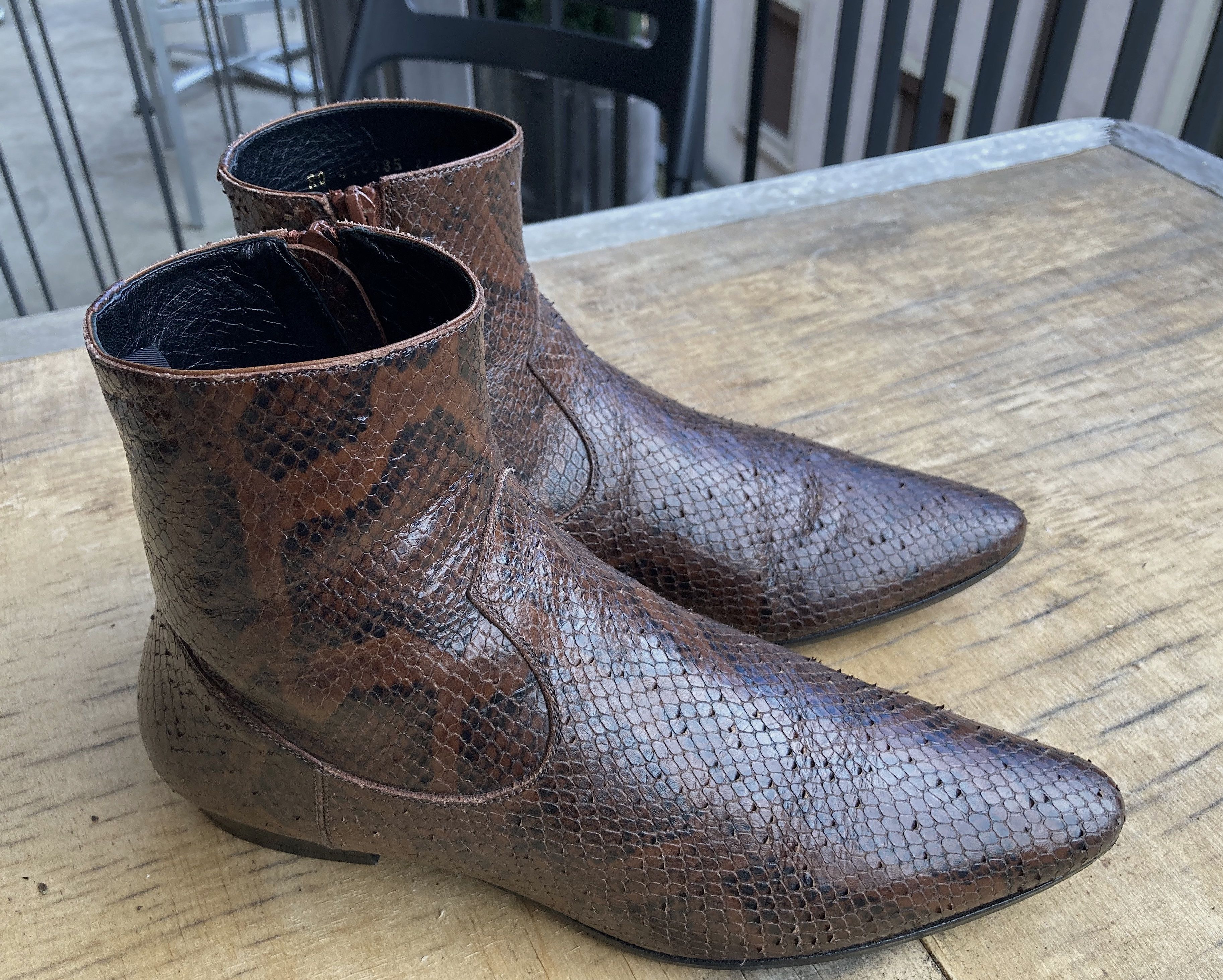 Saint Laurent Paris Ultra Rare FW16 Devon Python Cognac Boots | Grailed