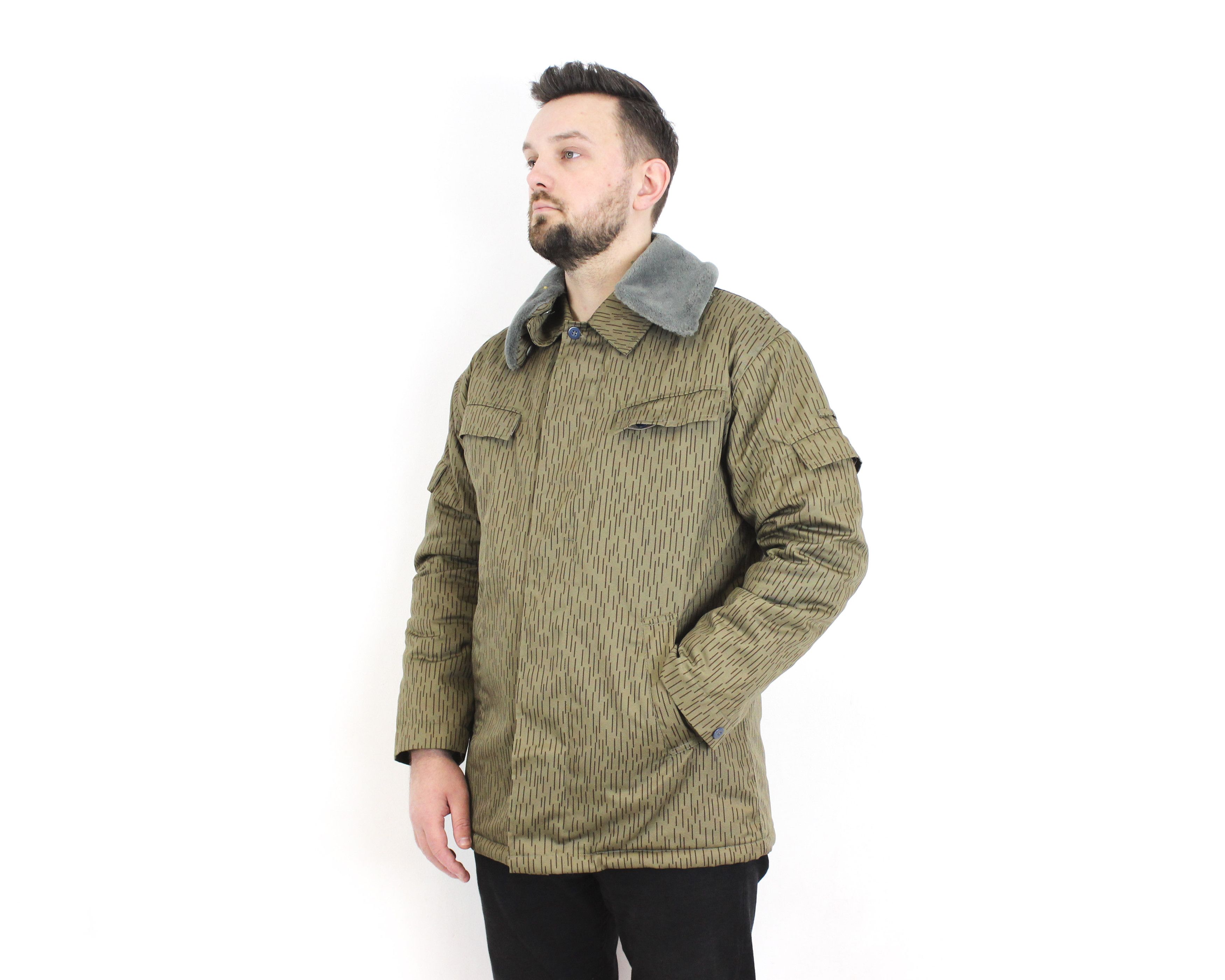 Vintage DDR East Germany Army 80s Field Jacket L Insulated Camo Coat ...