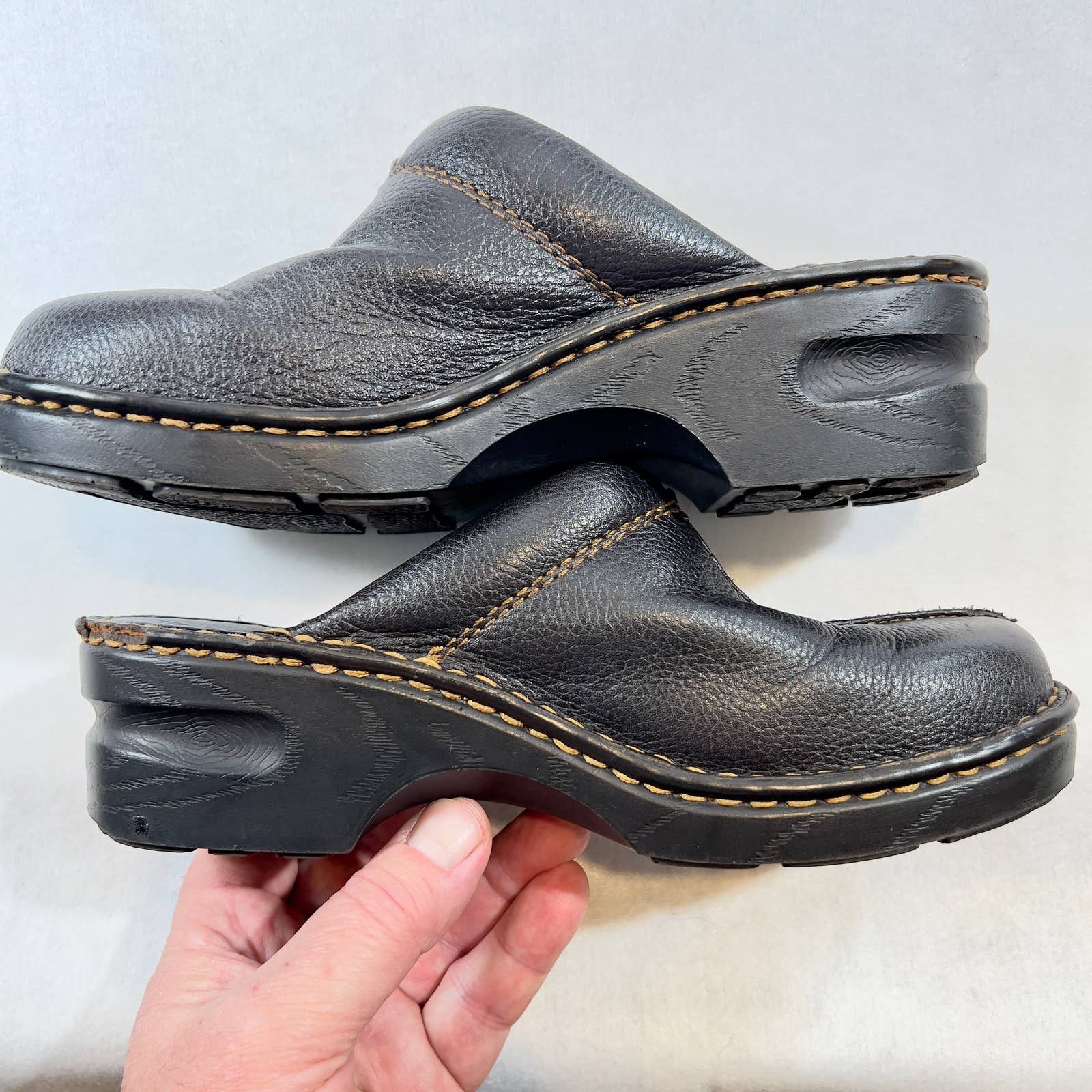 Born Leather Clogs Born # W6133 Woman's 7 Brown Mules Wedge Heel | Grailed