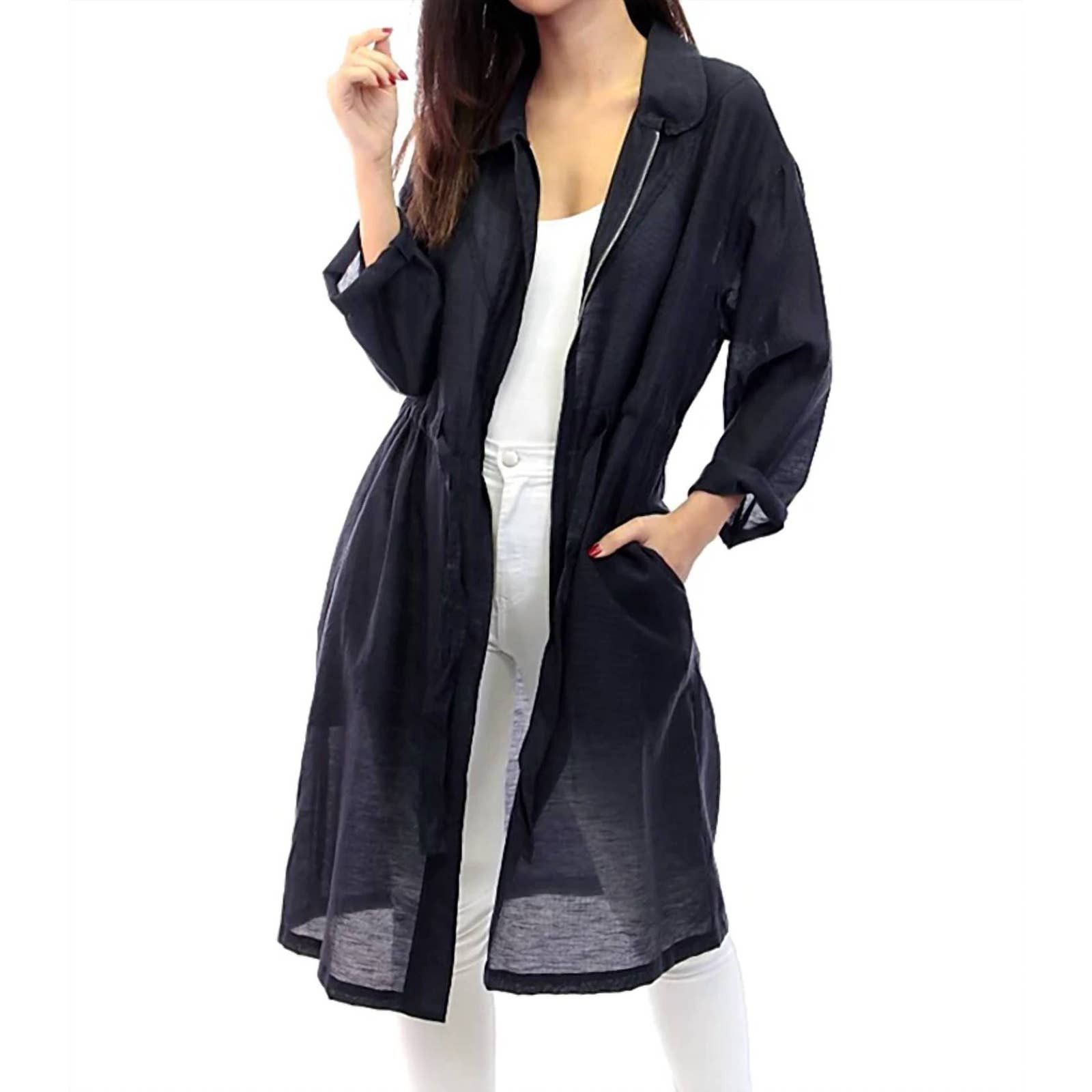 Designer DOLCE CABO Sheer Drawstring Jacket In Navy | Grailed