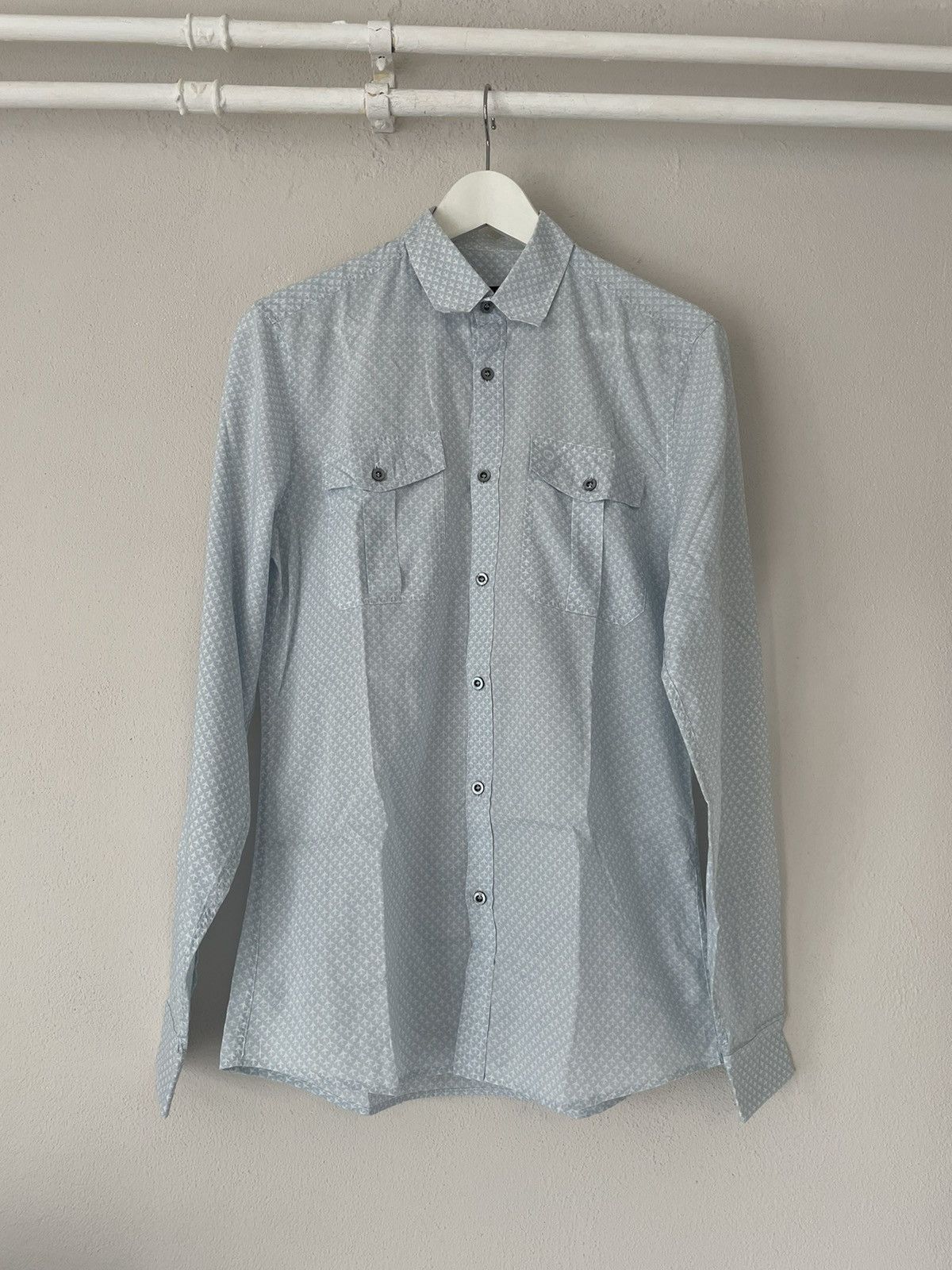 Gucci Light Blue Airplane Print GG Logo Button-Up Shirt | Grailed