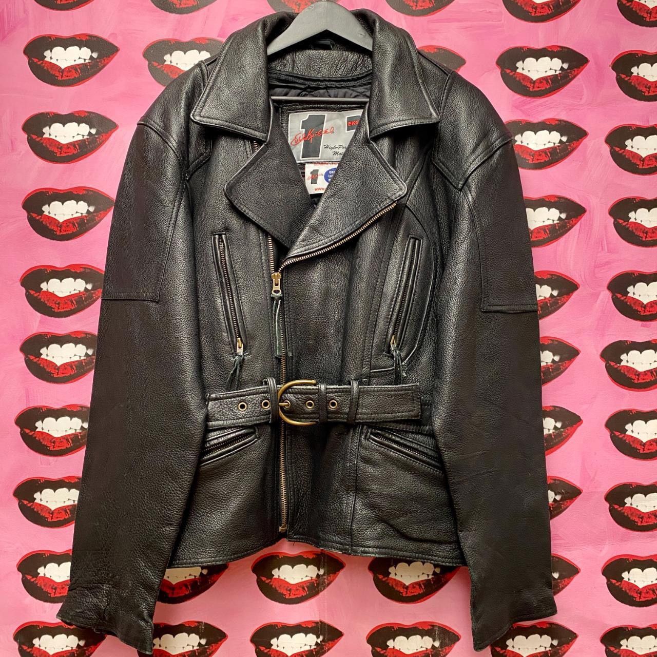 Vintage 90s Belted Leather Moto Jacket | Grailed