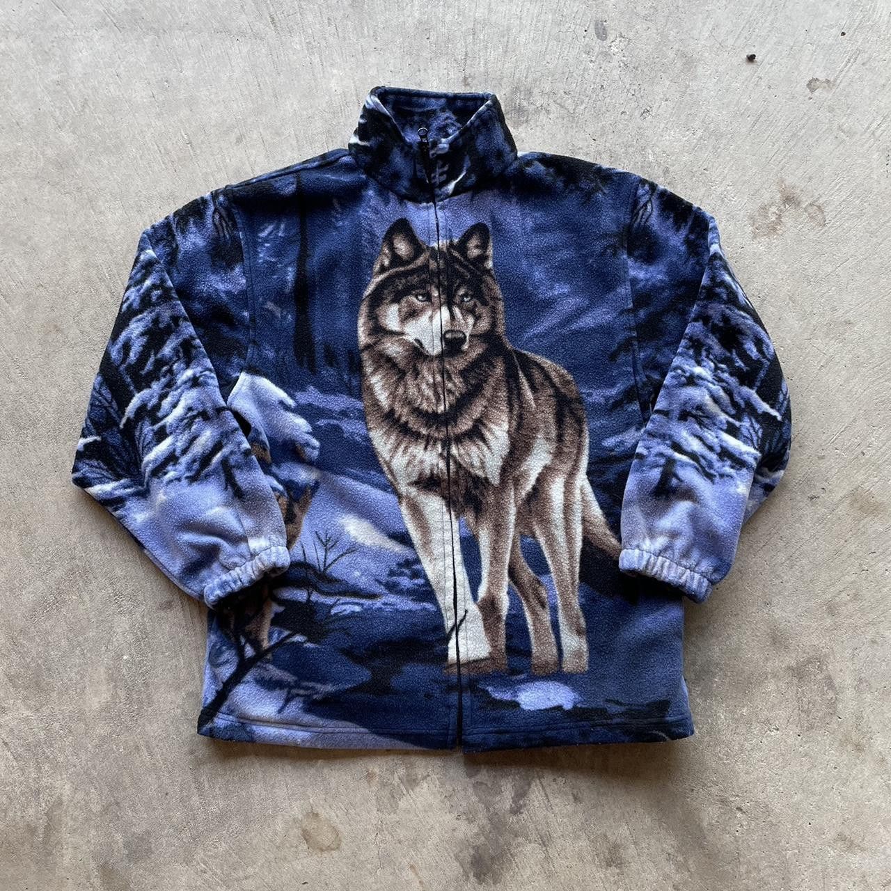 Vintage Vintage 90’s-Y2K Wolf animal aop fleece | Grailed