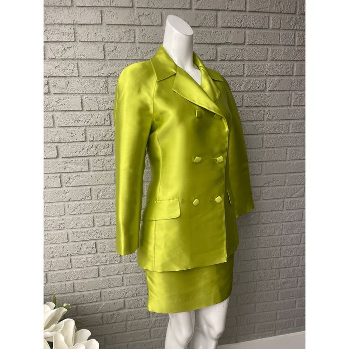 Other Genny Shiny Lime Green Double Breasted 2 Pcs Skirt Suit Set | Grailed