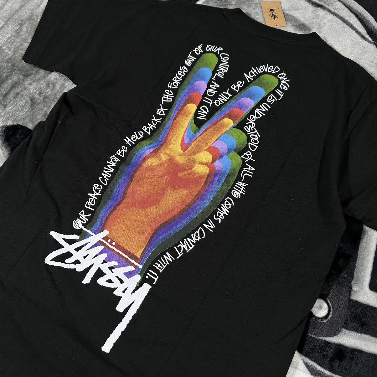 Stussy STUSSY PEACE SIGN TEE - BLACK M | Grailed