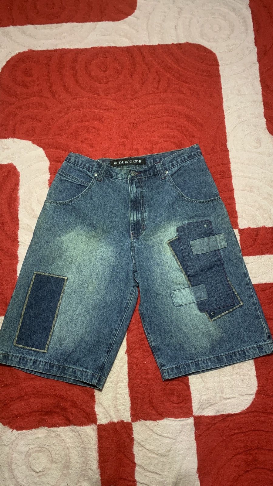 Joe Boxer × Vintage Joe Boxer Vintage 90s Baggy Patchwork Denim Shorts ...