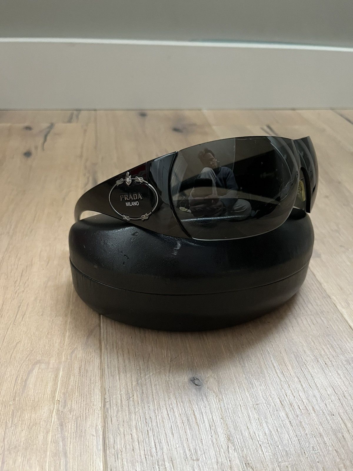 Prada Prada Oversized Rimless Milano Ski Mask Black Sunglasses | Grailed