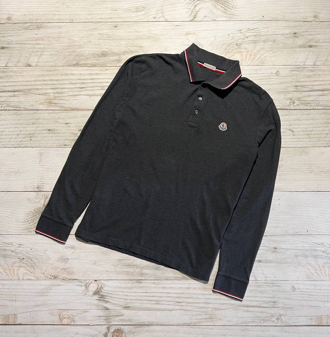 Moncler Moncler Polo Shirt Long Sleeve Logo Patch Grey Luxury Men | Grailed