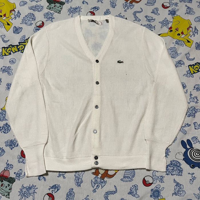 Vintage Vintage 70s Izod Lacoste White Acrylic Cardigan Sweater | Grailed