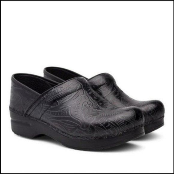 Dansko Dansko Professional Black Tooled Leather Stapled Clogs 36 | Grailed