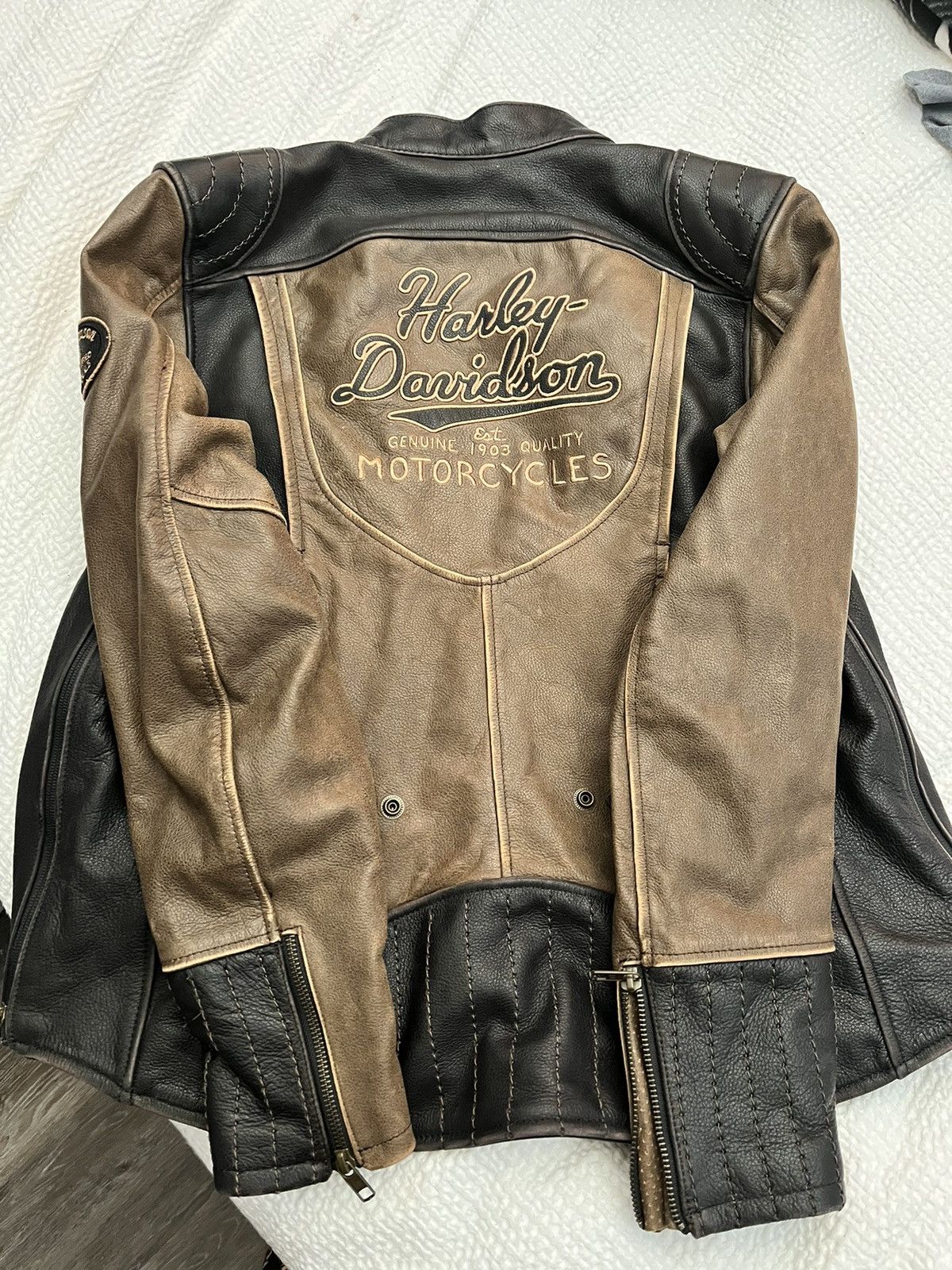 Harley Davidson Women's H-D Triple Vent System Gallun Leather Jacket ...