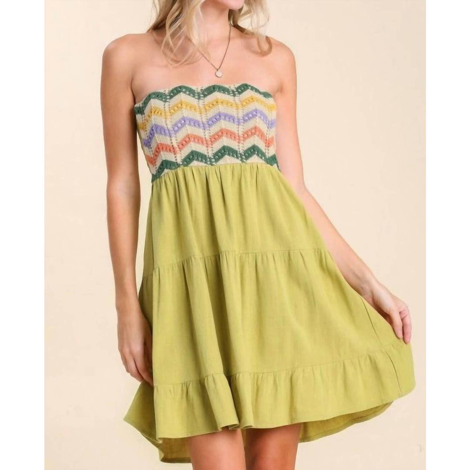 Designer UMGEE Linen Blend Strapless Tiered Dress With Crochet | Grailed