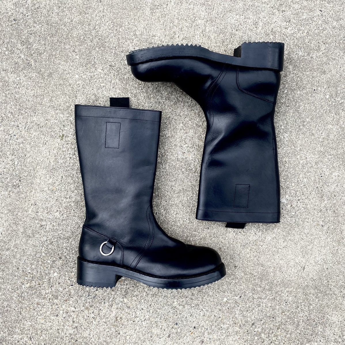 Raf Simons Raf Simons FW2019 Runway Sample Leather Black Piercing Boots ...