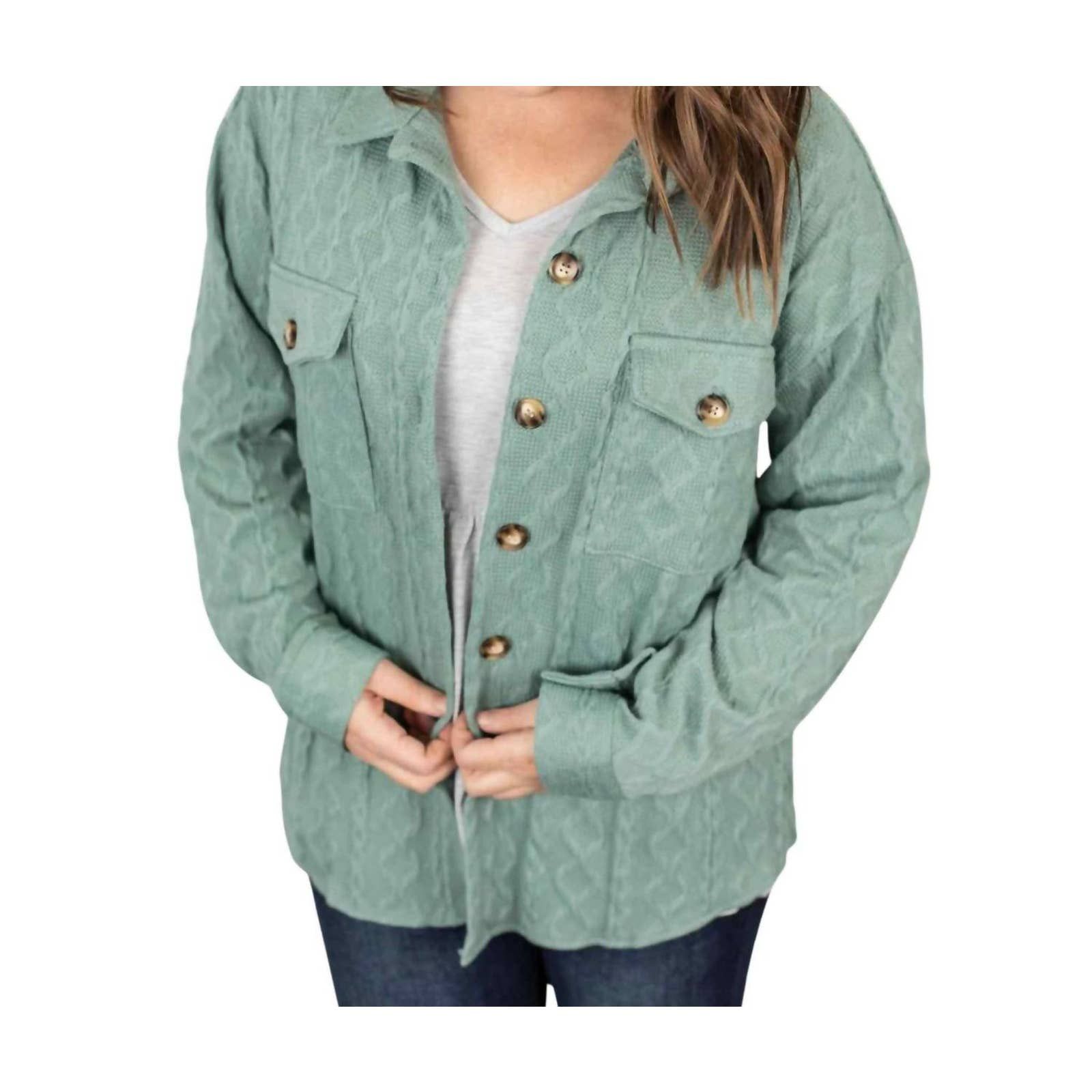 Designer MICHELLE MAE Cable Knit Jacket In Sage | Grailed