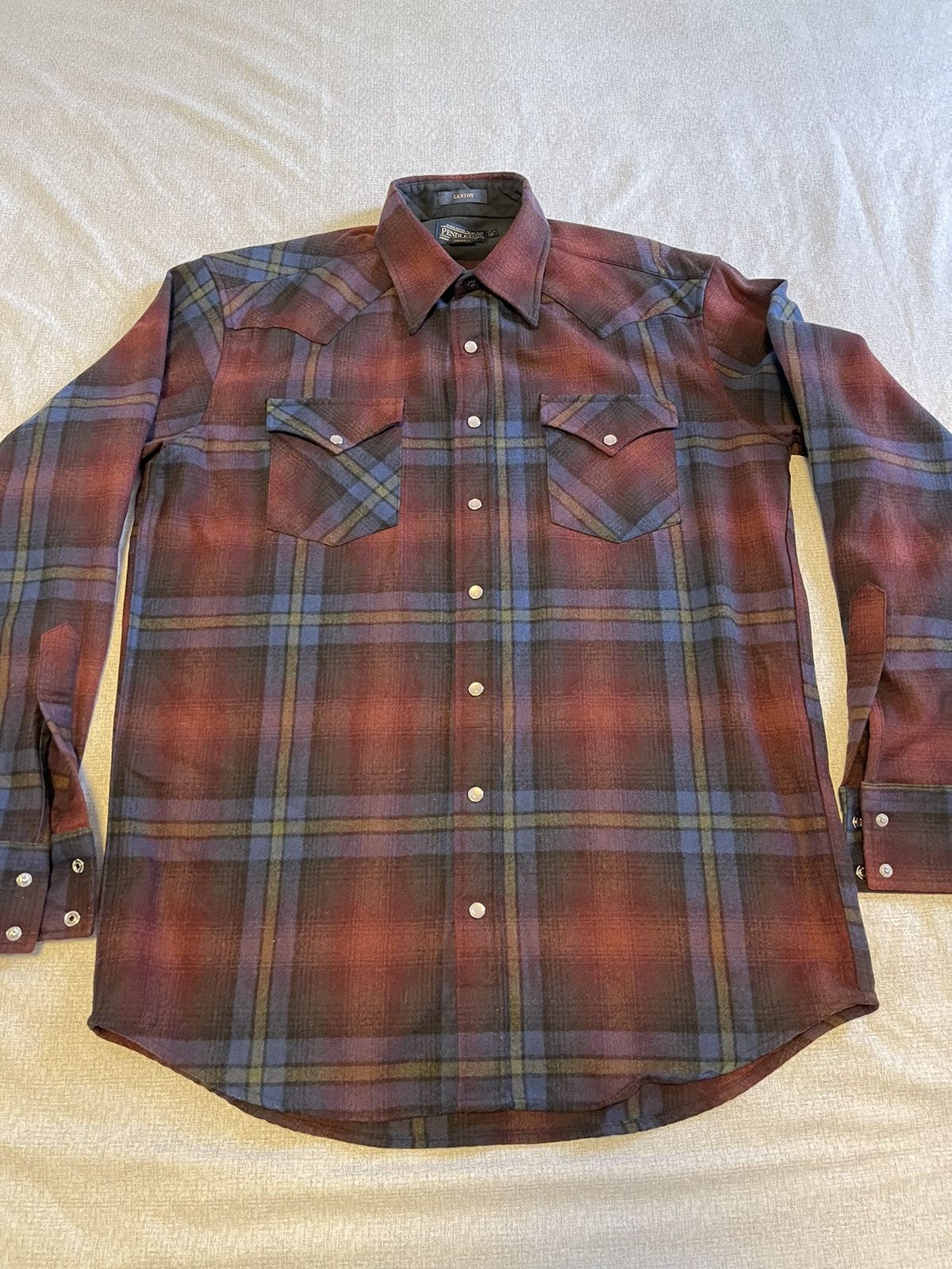 Pendleton Pendleton Size Marge Tall Canyon Wool Red Blue Green Button ...