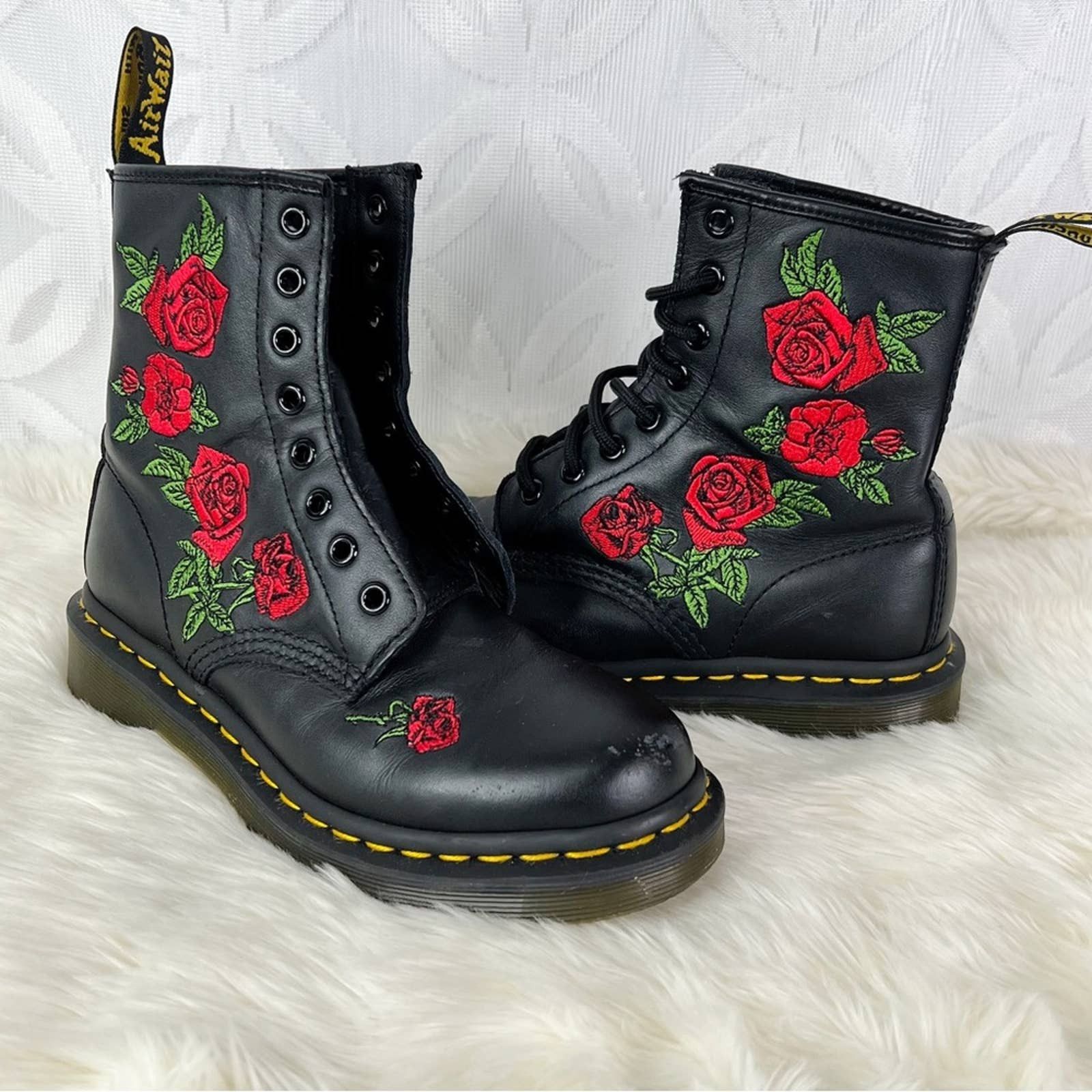 Dr. Martens Dr. Martens Rose Embroidered 1460 Vonda Floral Boots | Grailed