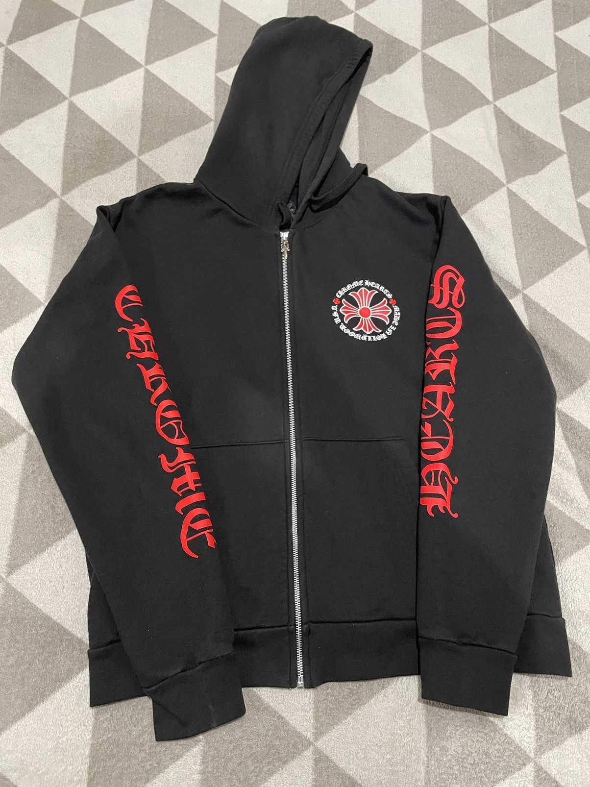 Chrome Hearts Chrome Hearts Made In Hollywood Plus Cross Zip Up Hoodie ...