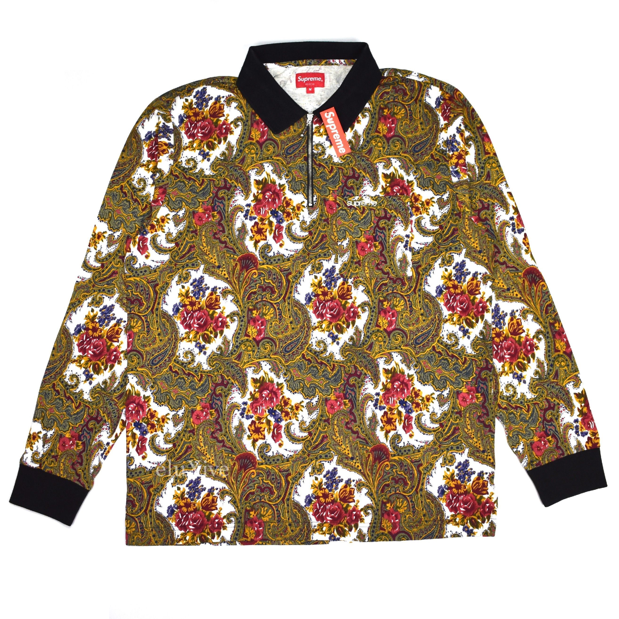 Supreme Paisley Print Zip Up Polo Shirt DS | Grailed