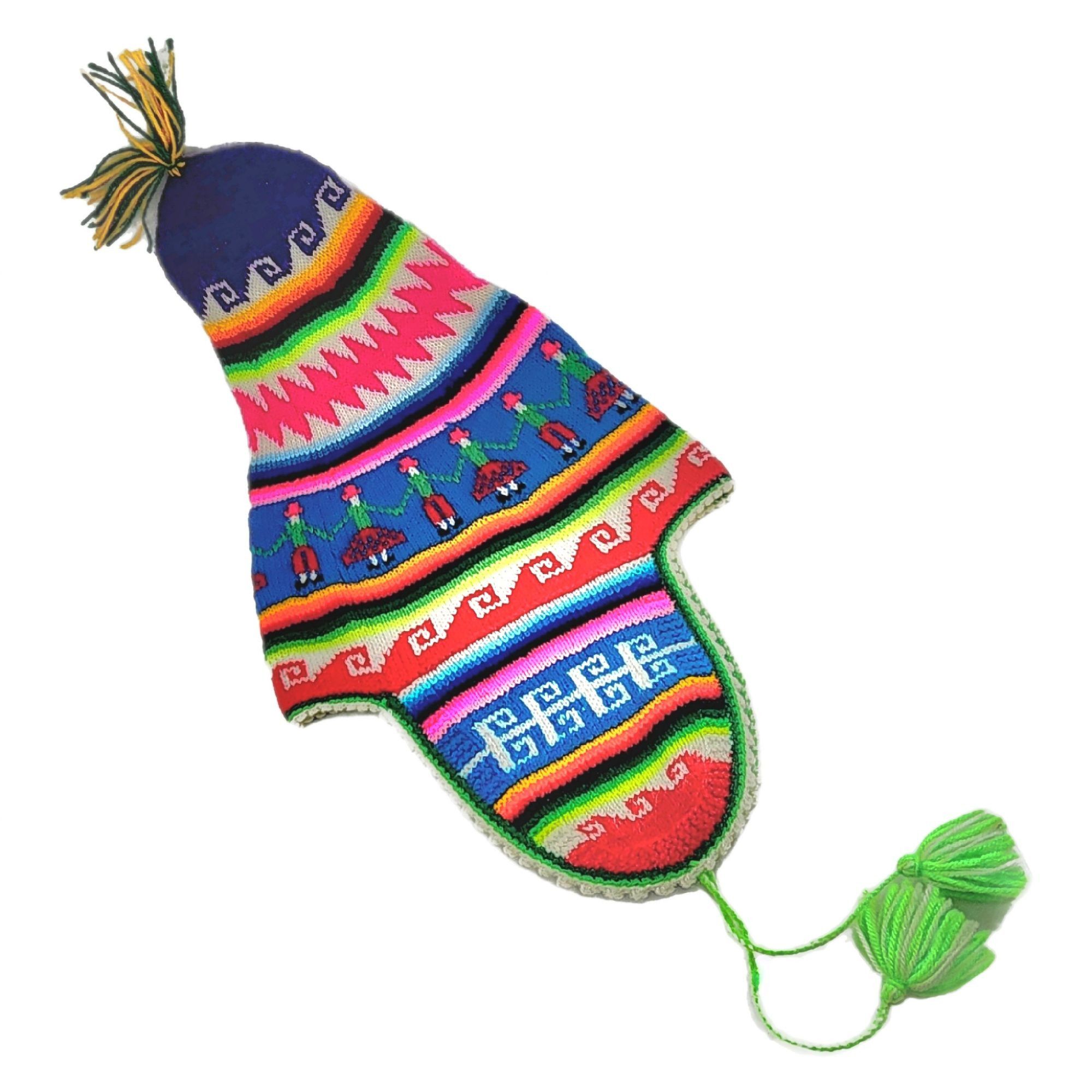 Vintage Vintage Andean Chullo Knit Hat Colorful Rainbow Festival | Grailed