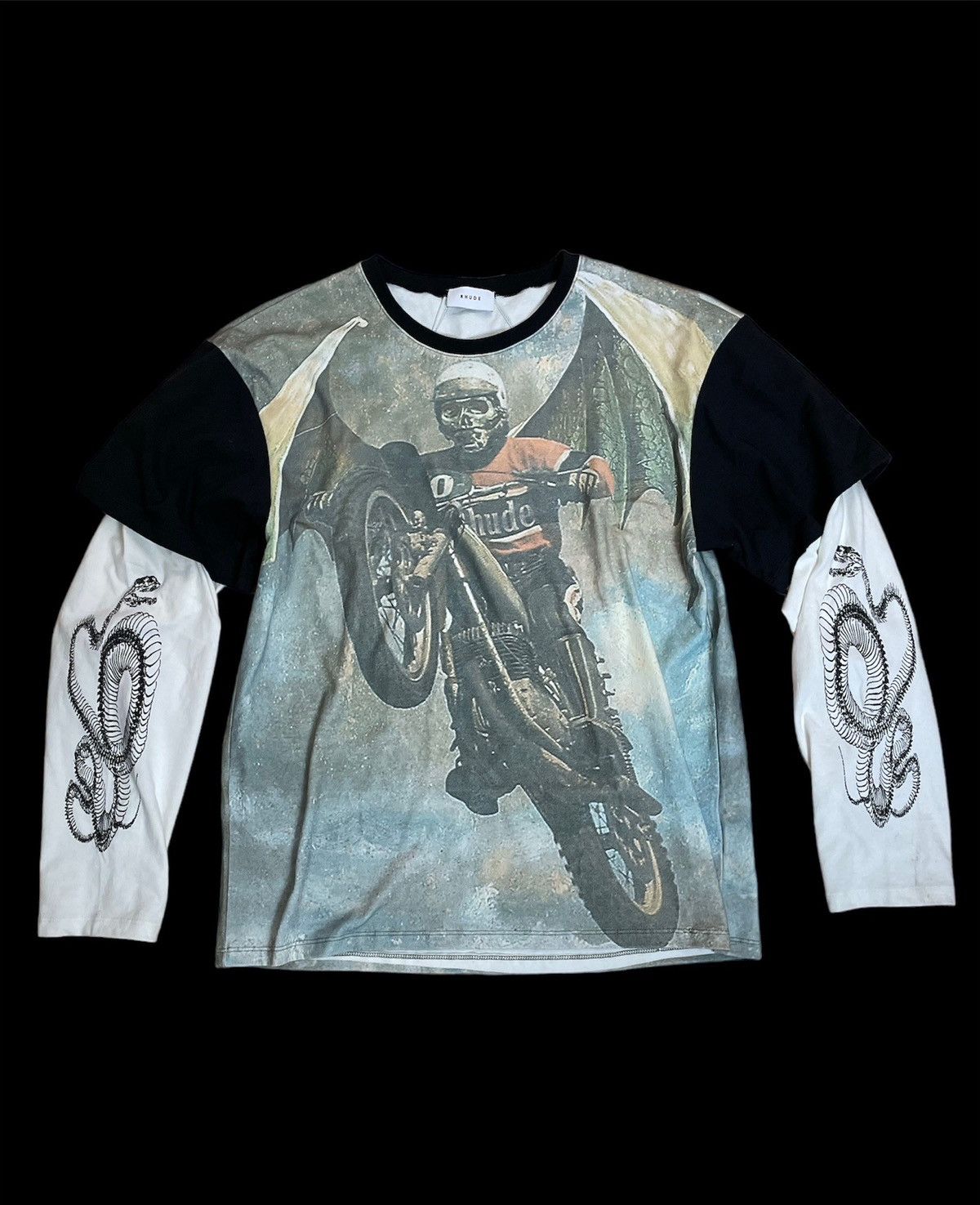 Rhude Rhude Leap of Death Graphic Skeleton Motocross Longsleeve | Grailed