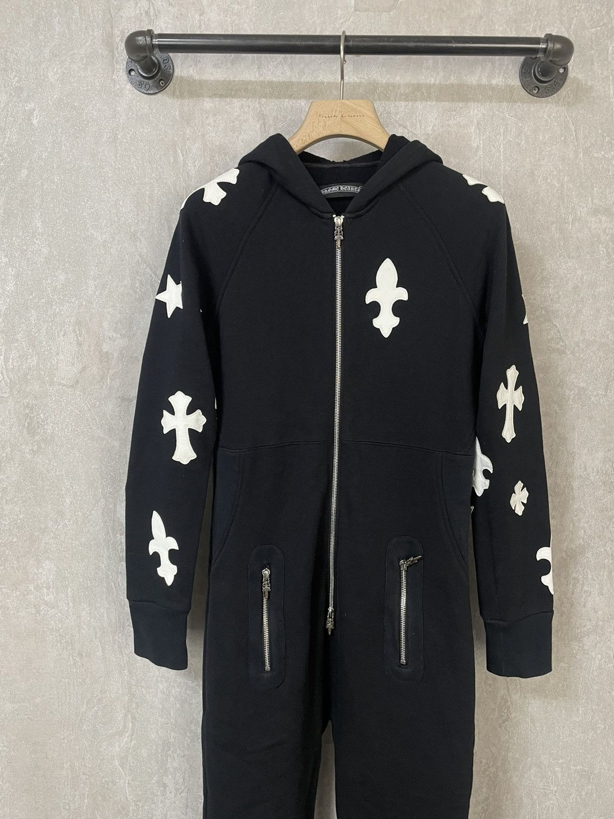 Chrome Hearts Chrome hearts leather patch hoodie jump suit overall ...