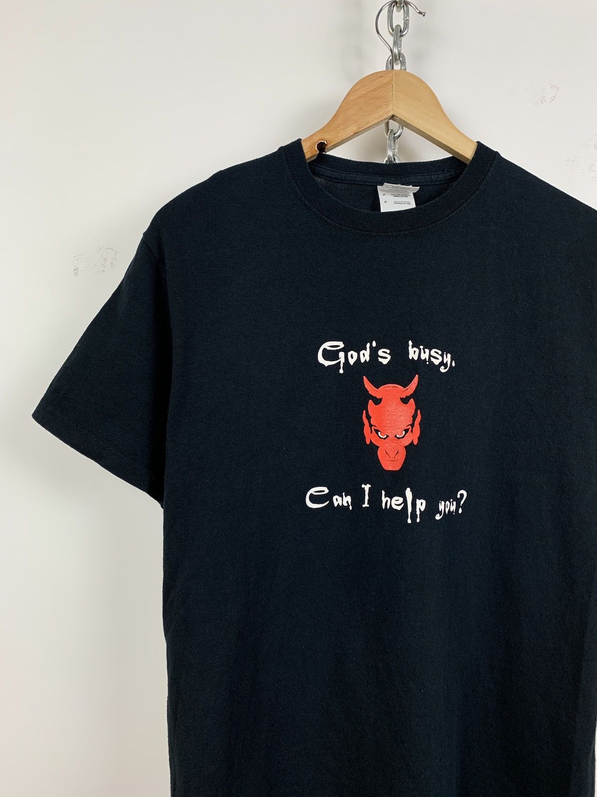 Streetwear × Vintage Vintage God’s Busy Can I Help You? Devil Satan T ...