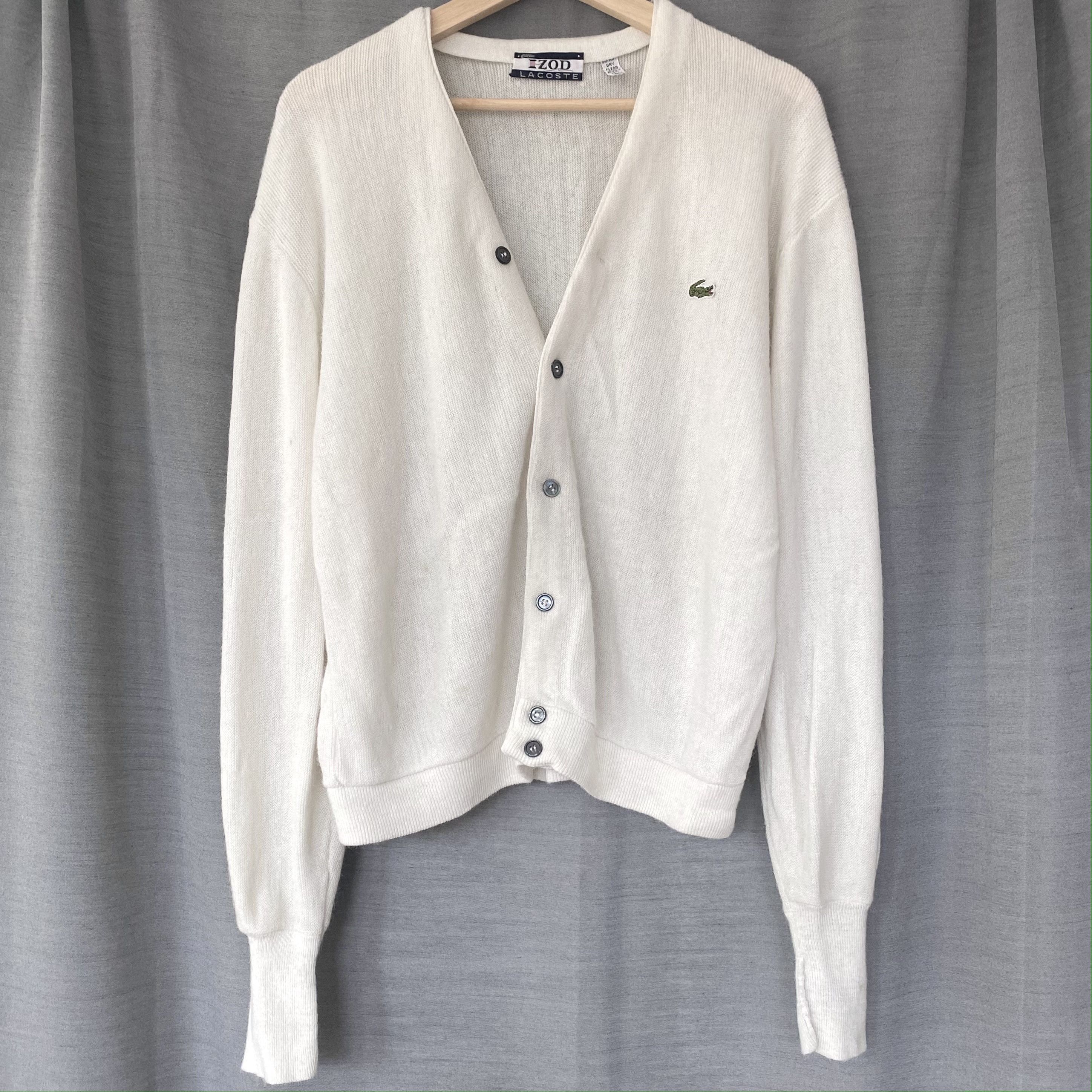 Lacoste Vintage 60's Lacoste IZOD Croc Logo Knit Cardigan (Cream) | Grailed