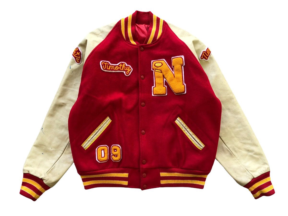 T.M. Lewin 🔥FREE SHIPPING🔥SHIP DHL🔥 1980s VTG TM VARSITY LEATHER JACKET ...