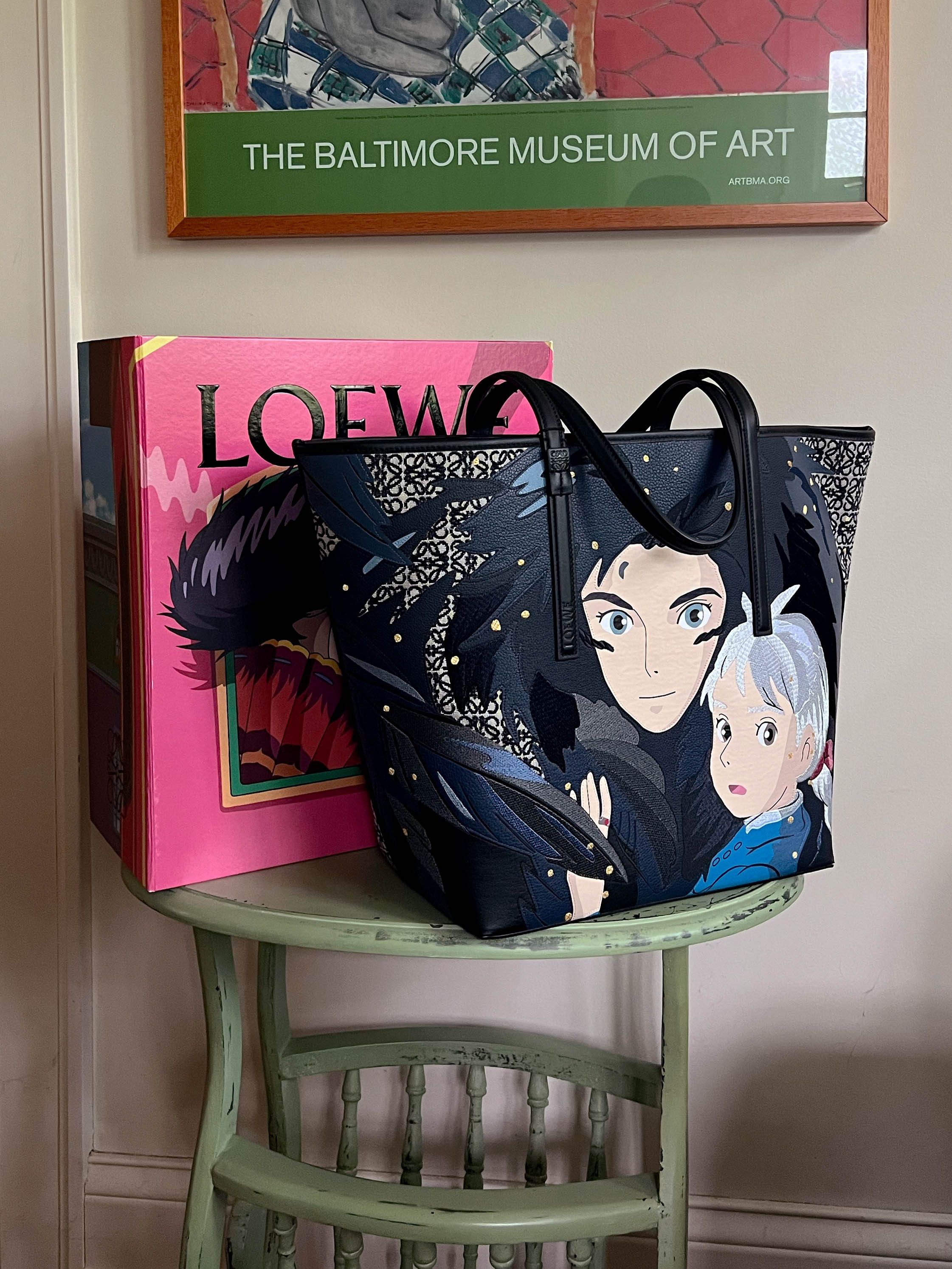 Loewe Loewe Howl's Moving Castle Tote bag in jacquard and calfskin ...