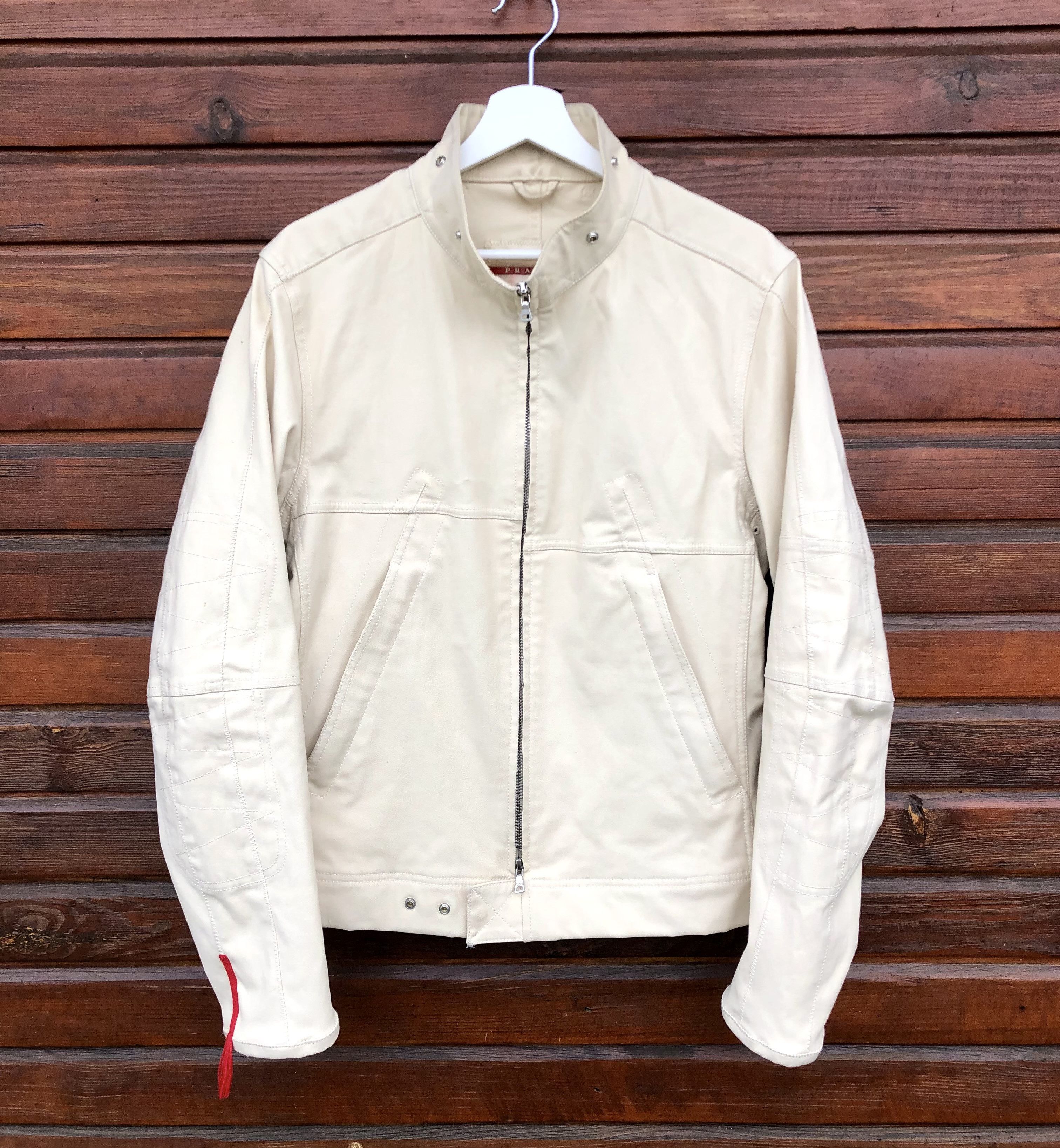 Prada Rare Prada Sport Linea Rossa Stretch Cotton Biker Jacket | Grailed