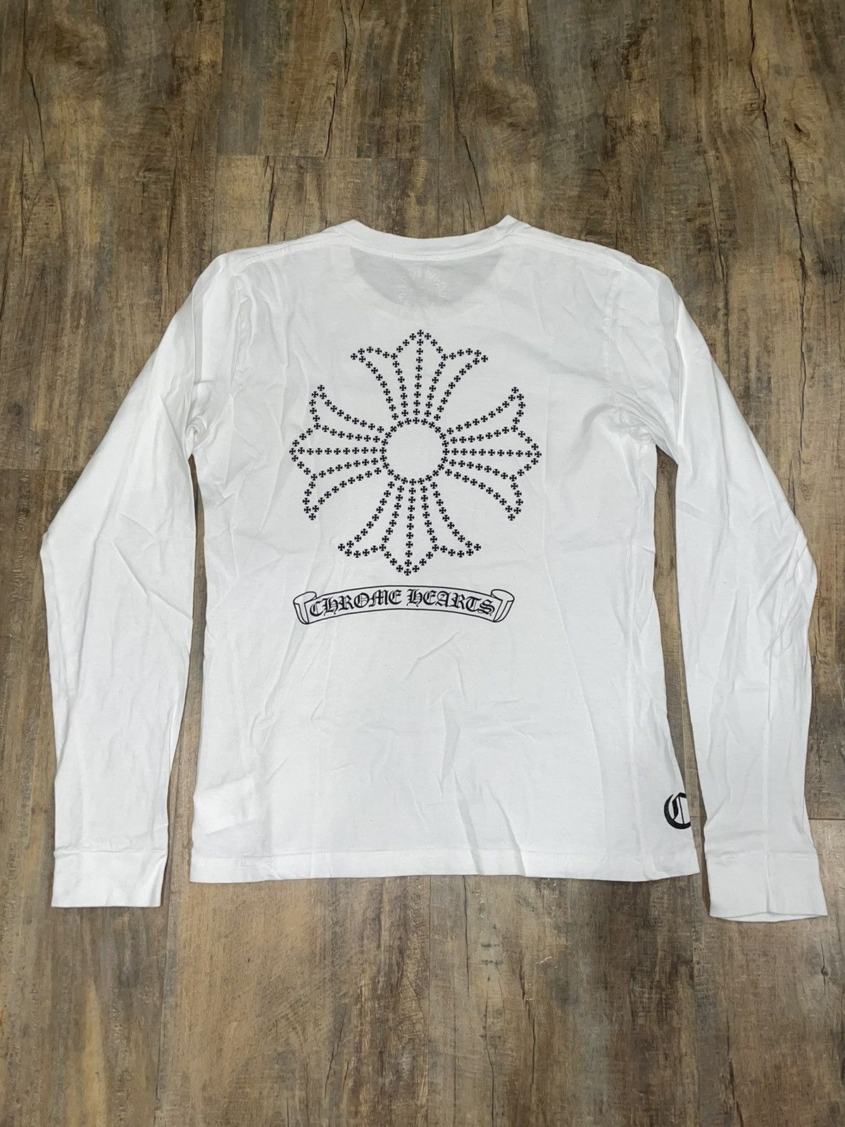 Chrome Hearts RARE Chrome Hearts Plus Cross Scroll Logo White L/S Tee ...