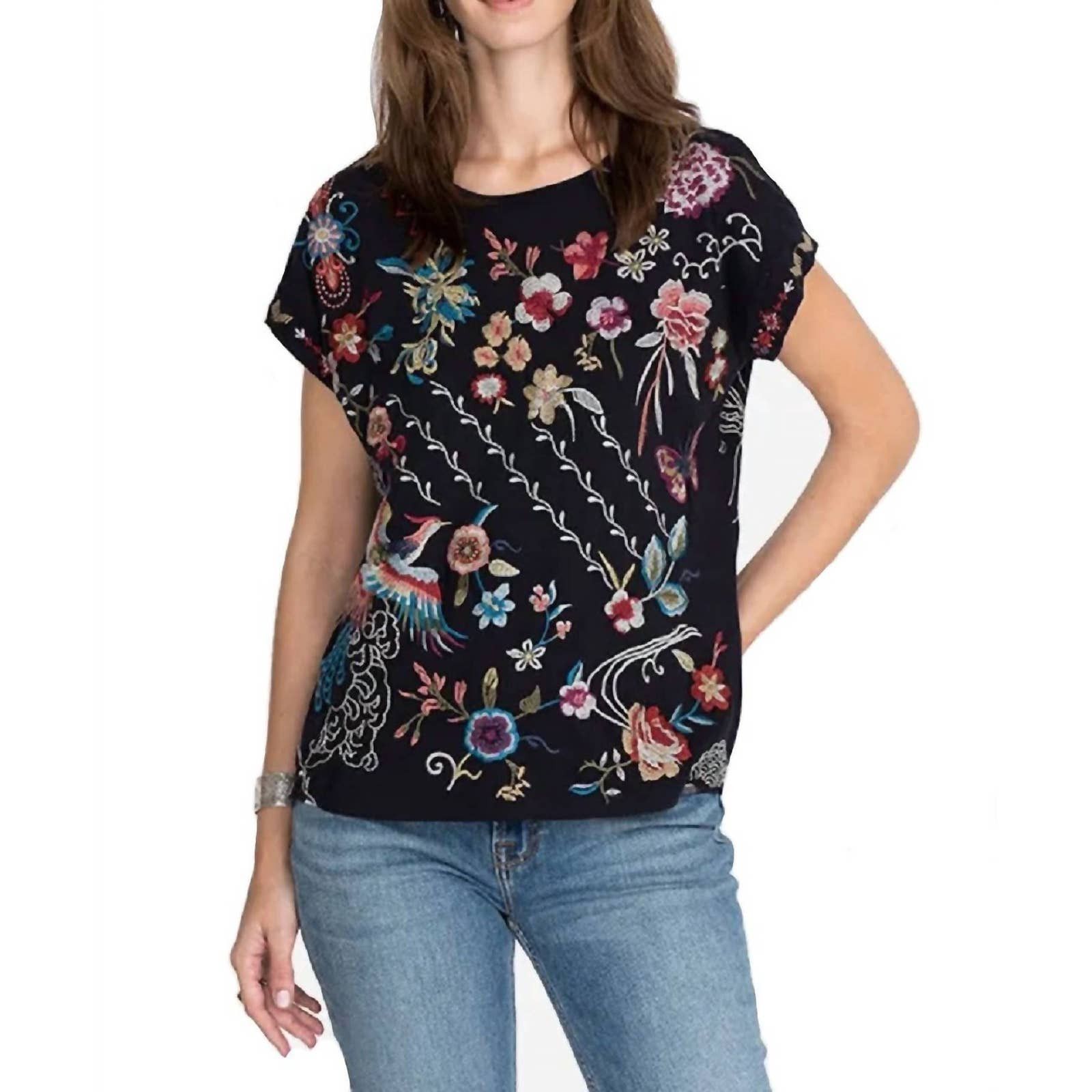Johnny Was Dreamer Relaxed Tee In Black Grailed