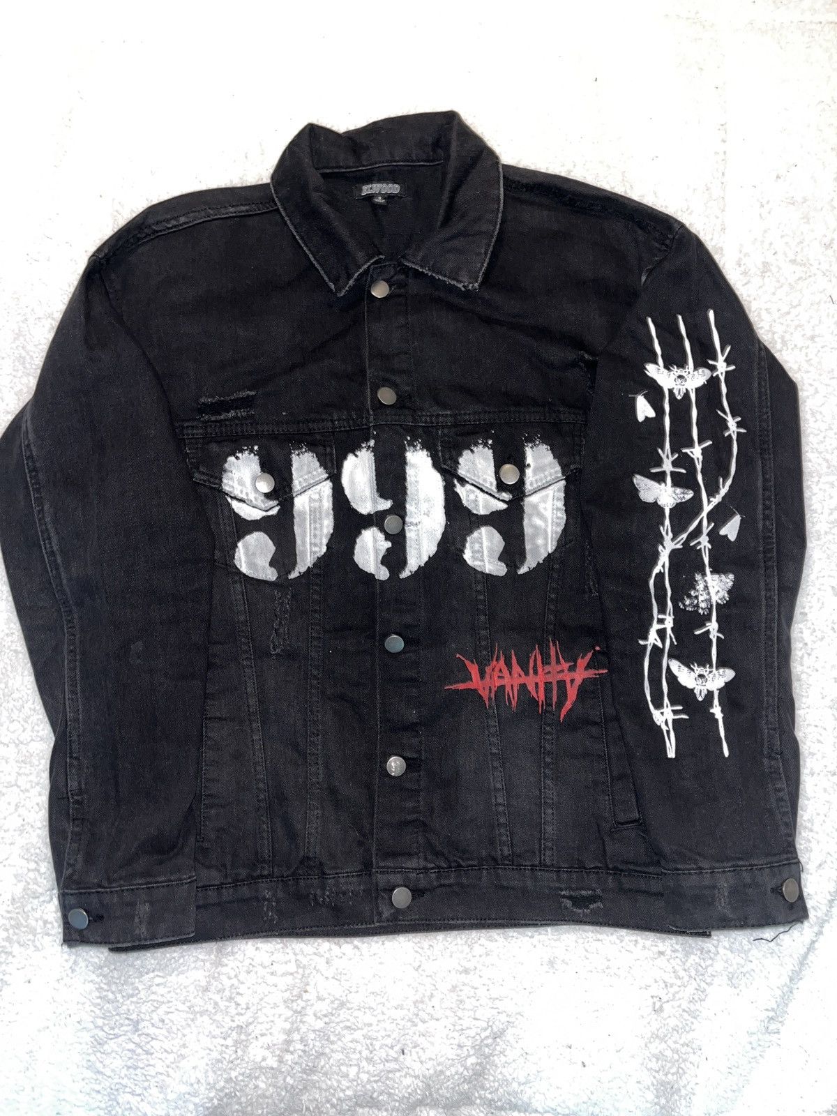 999 Club × Elwood no vanity denim jacket juice wrld x elwood 999 club ...