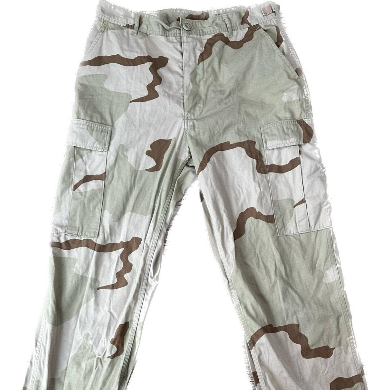 Military × Streetwear Y2K Military camo cargo pants tan 33x33 | Grailed
