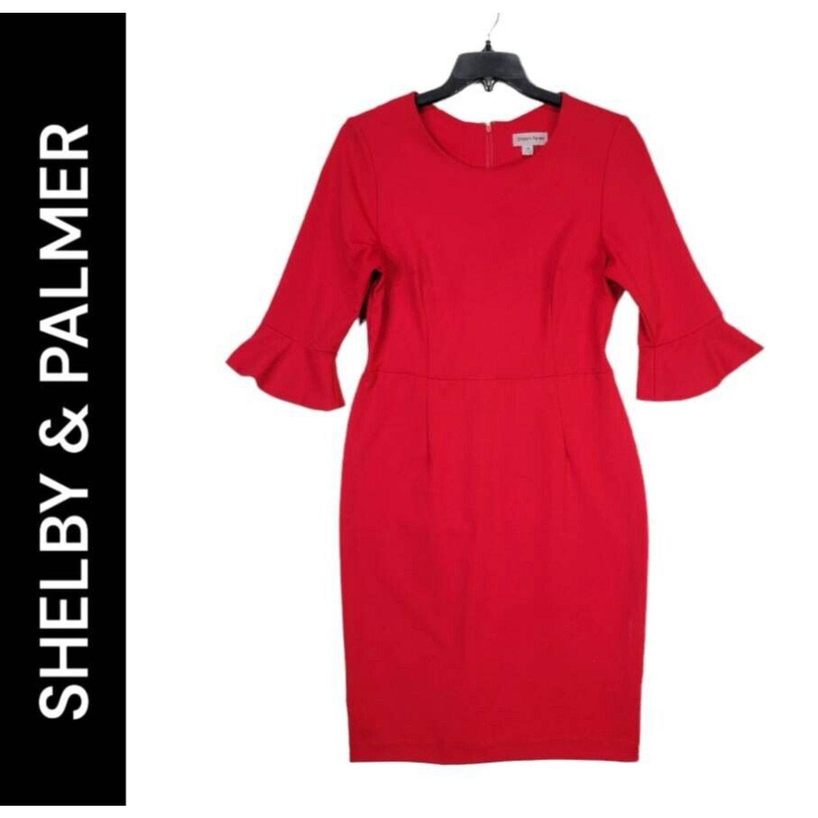 Vintage Shelby & Palmer Women's Red Size 14 Sheath Flared Long Sleeve ...