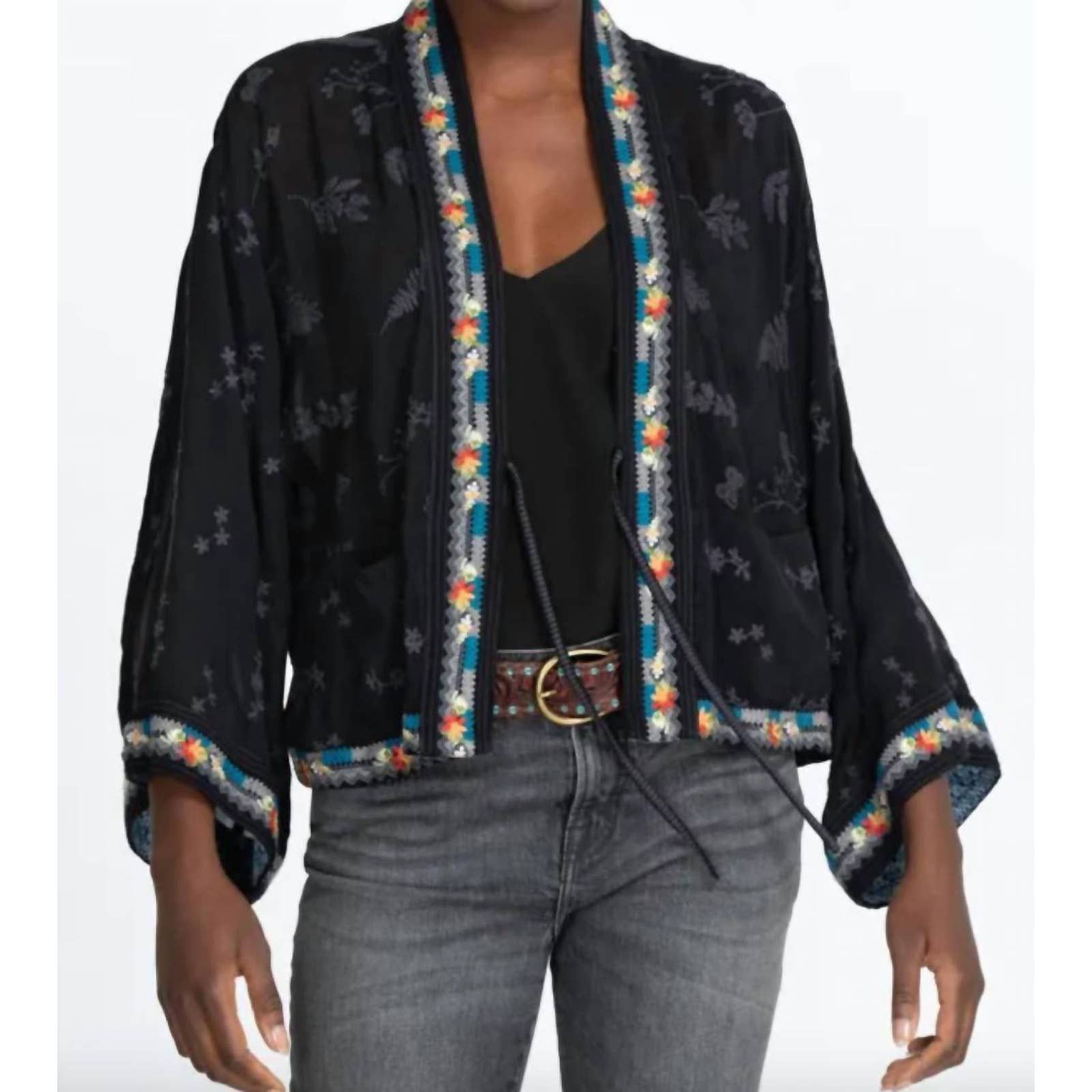 Johnny Was Fern Danica Kimono In Sanded Black | Grailed