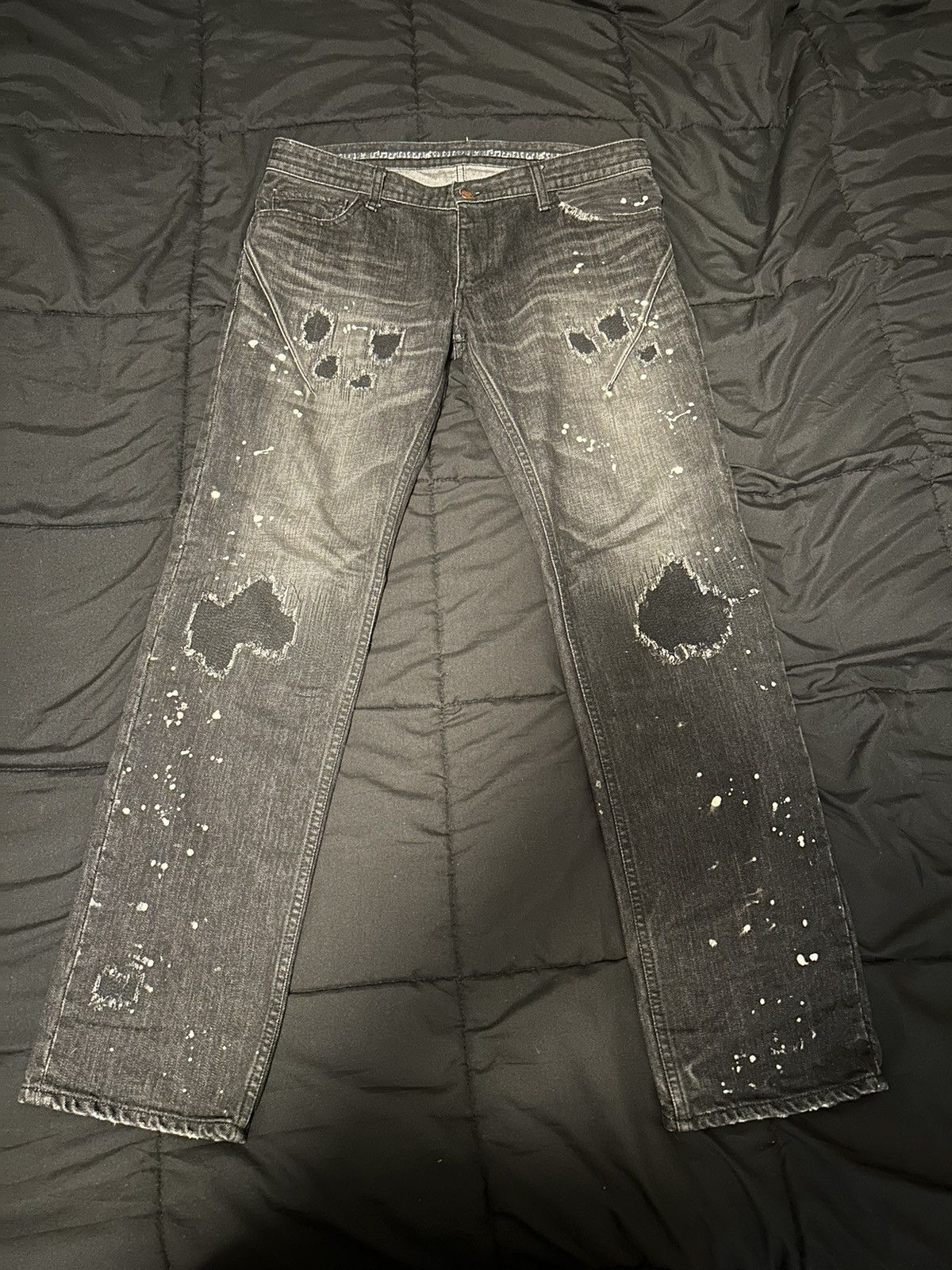Number (N)ine Number nine distressed paint splatter jeans | Grailed