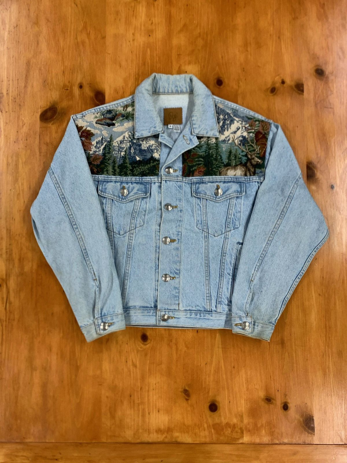 Art × Denim Jacket × Vintage Vintage Nature Tapestry Denim Jacket | Grailed