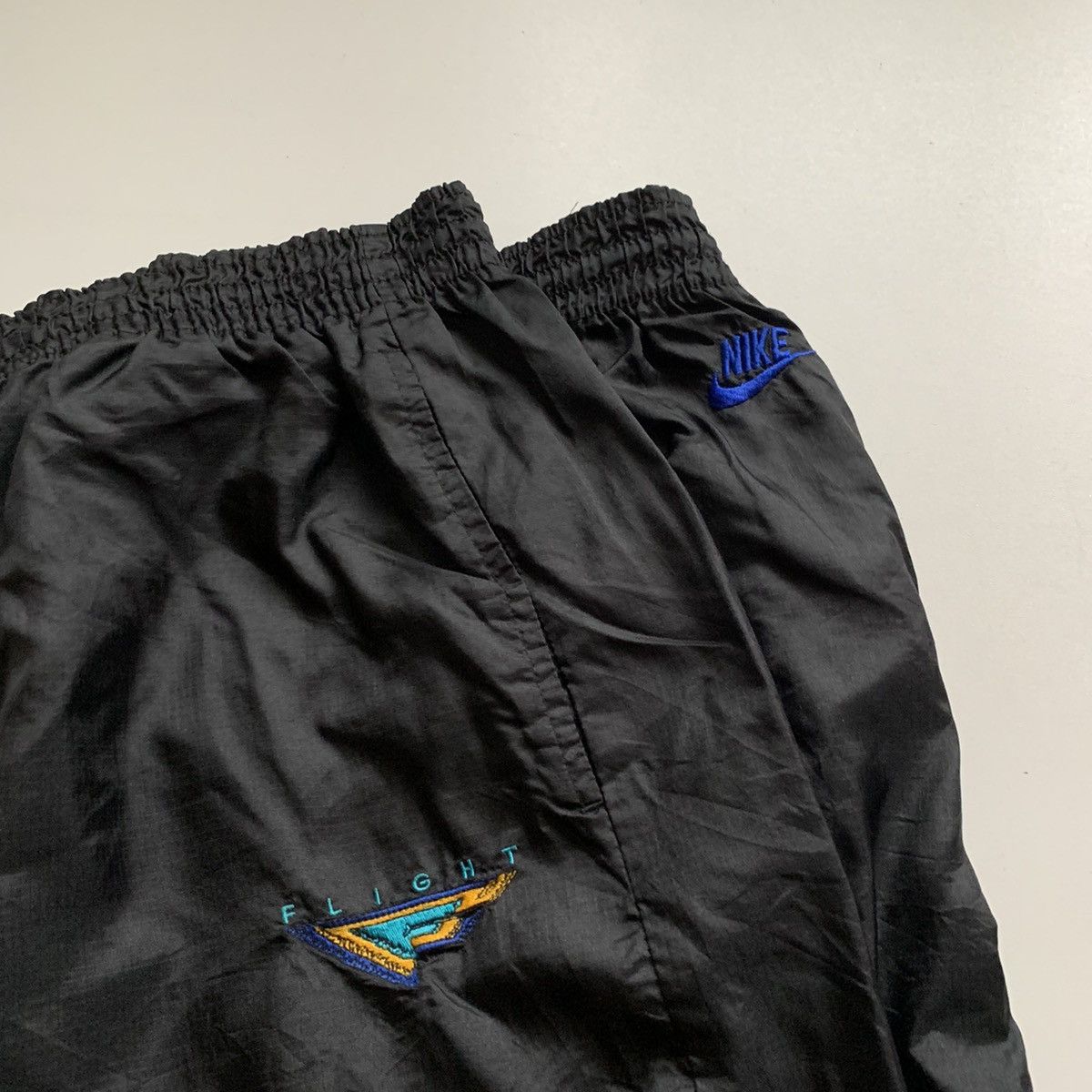 Nike Vintage 90s Nike embroidered swoosh flight track pants black | Grailed