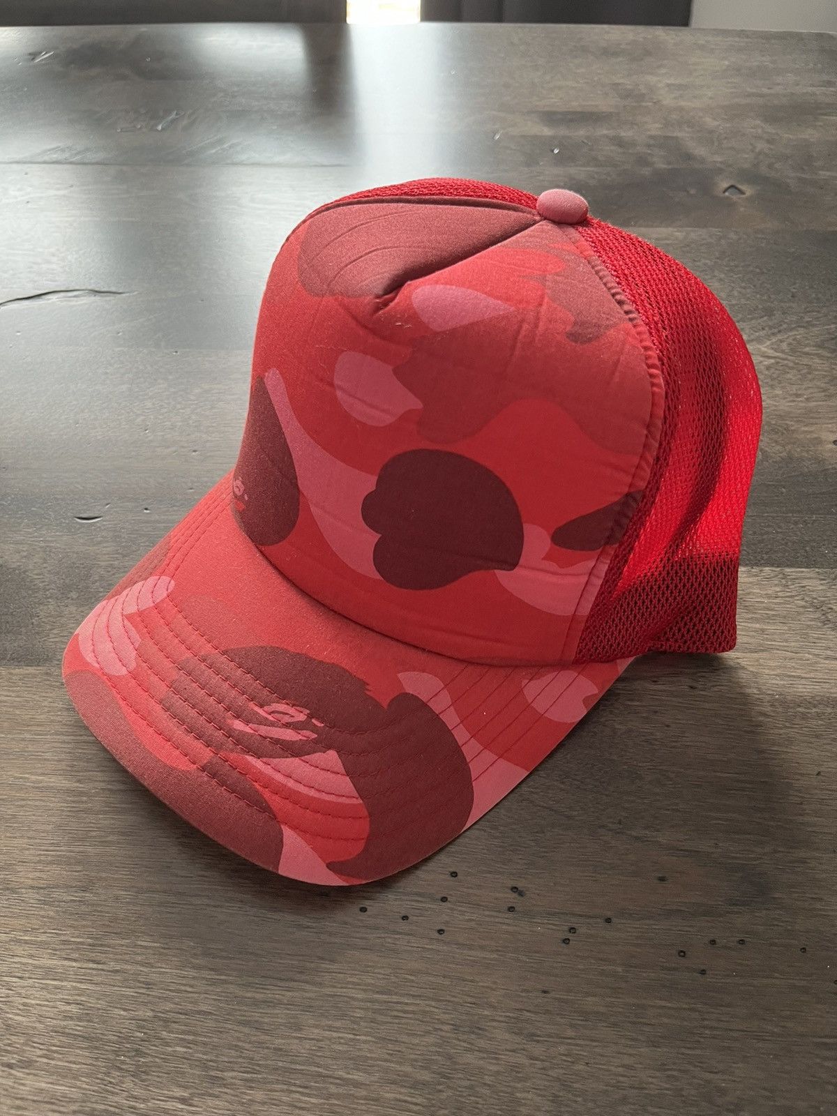 Bape × Vintage OG Bathing Ape Camo Trucker Hat Bape Red | Grailed