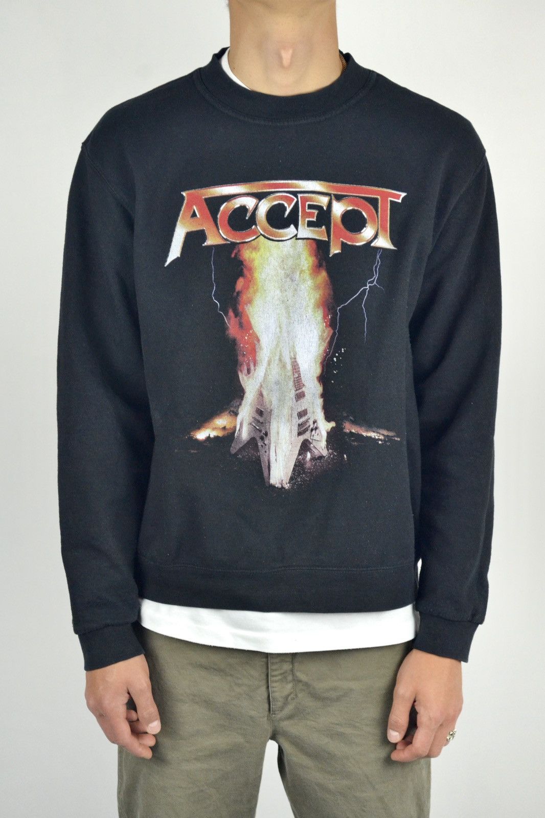 Band Tees × Streetwear × Vintage 90s Vintage Accept Flame Thunder Rock ...