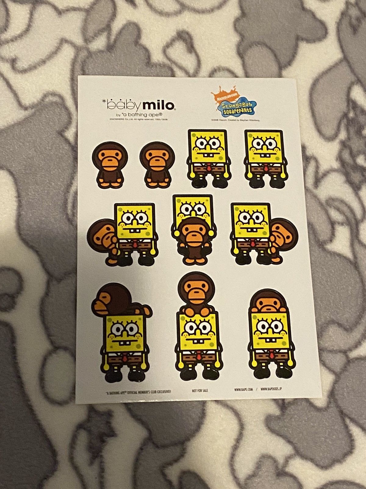 Bape Bape Baby Milo x Spongebob Sticker Sheet 2014 | Grailed