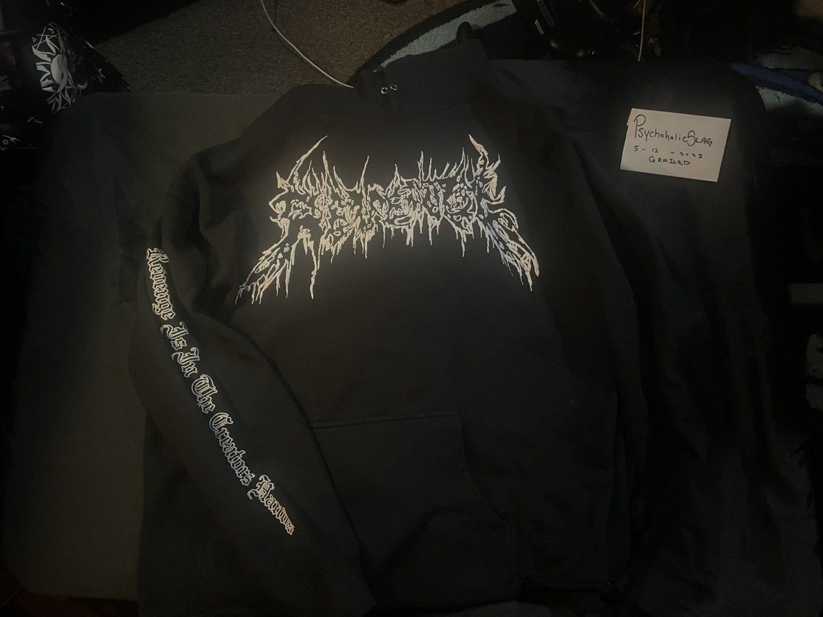 Revenge Revenge metal skull hoodie puff print logo | Grailed