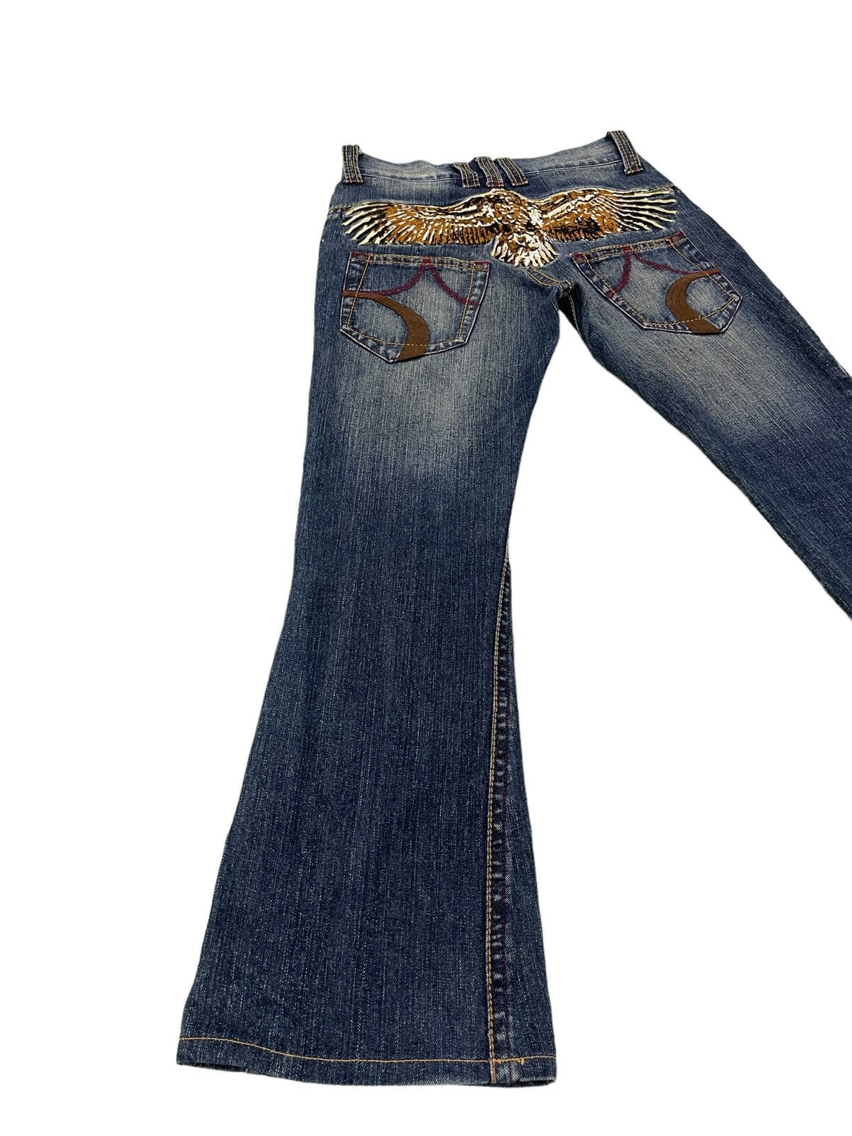 Hype Flare Jeans Embroydery Hawk Low Rise Boot Cut 2🟦6 | Grailed