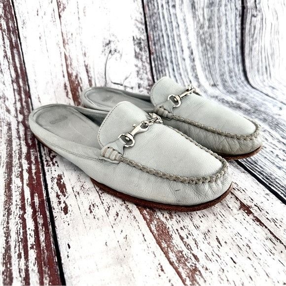 Coach Vintage Coach Rya Baby Blue Leather Backless Loafers | Grailed