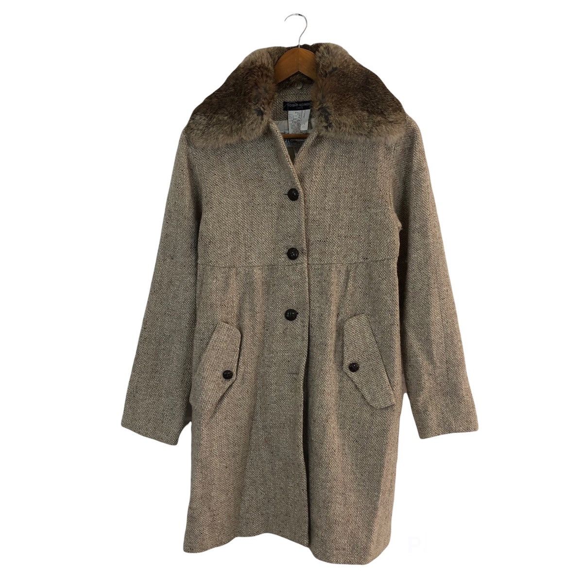 Designer × Mink Fur Coat RARE MINK FUR COLLAR LONG JACKET YOSHI KONDO ...