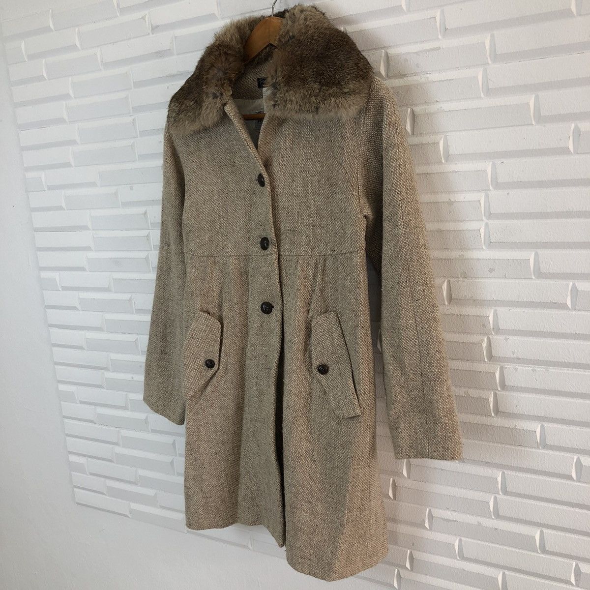 Designer × Mink Fur Coat RARE MINK FUR COLLAR LONG JACKET YOSHI KONDO ...