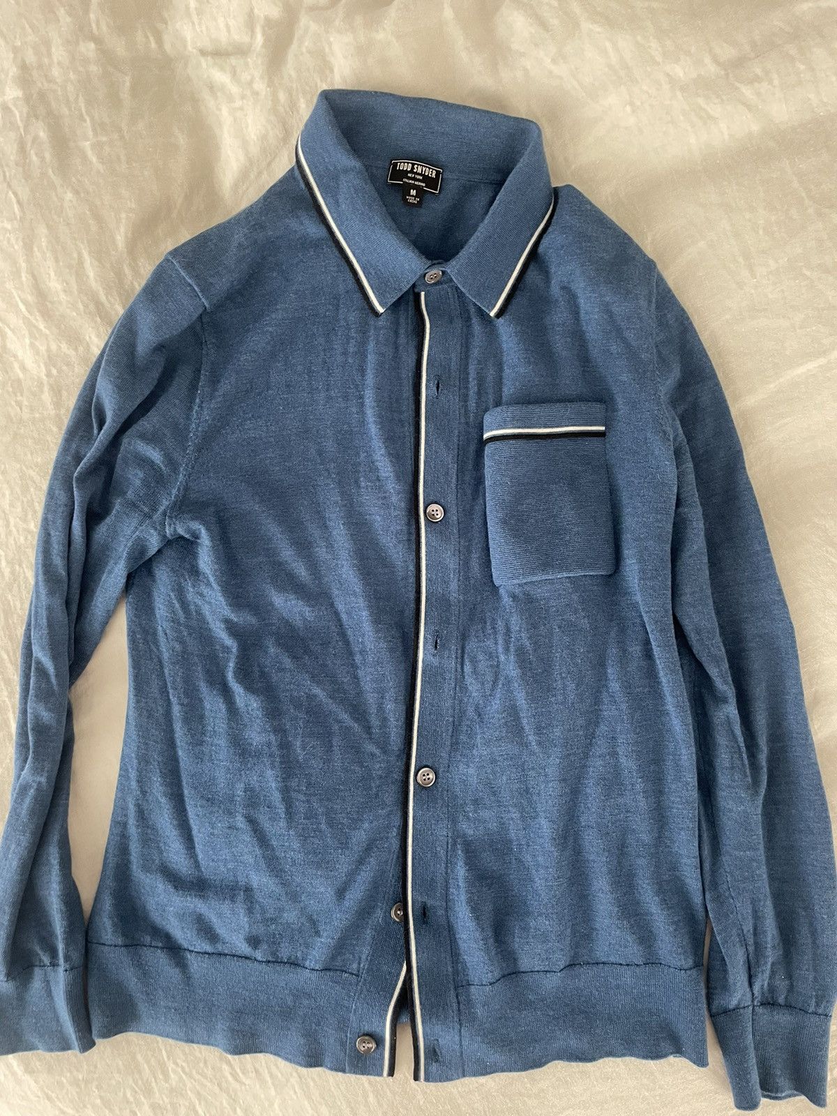 Todd Snyder TODD SNYDER LONG SLEEVE MERINO TIPPED FULL PLACKET POLO ...