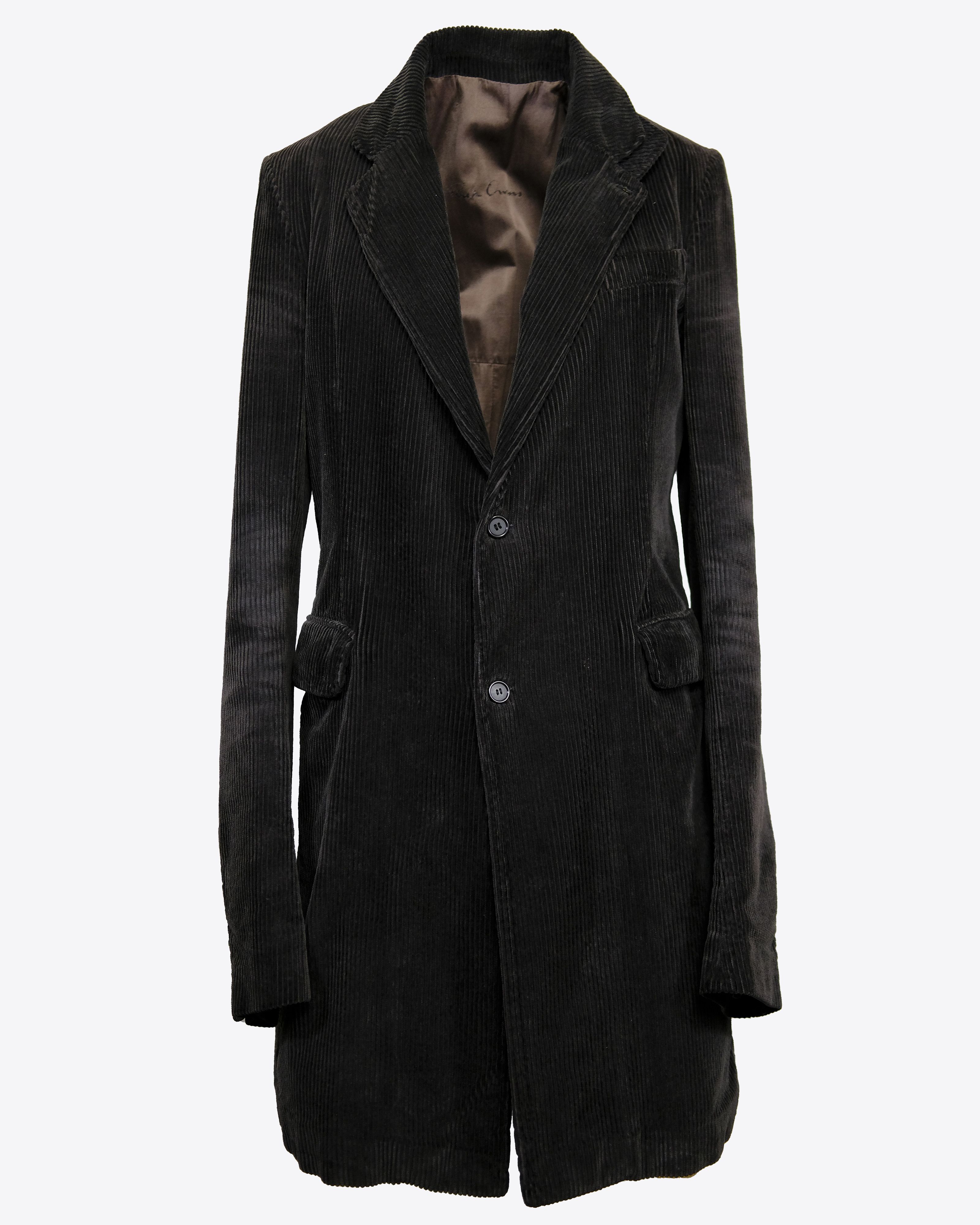 Rick Owens Rick Owens Corduroy Coat with Detachable Cowl Mask | Grailed