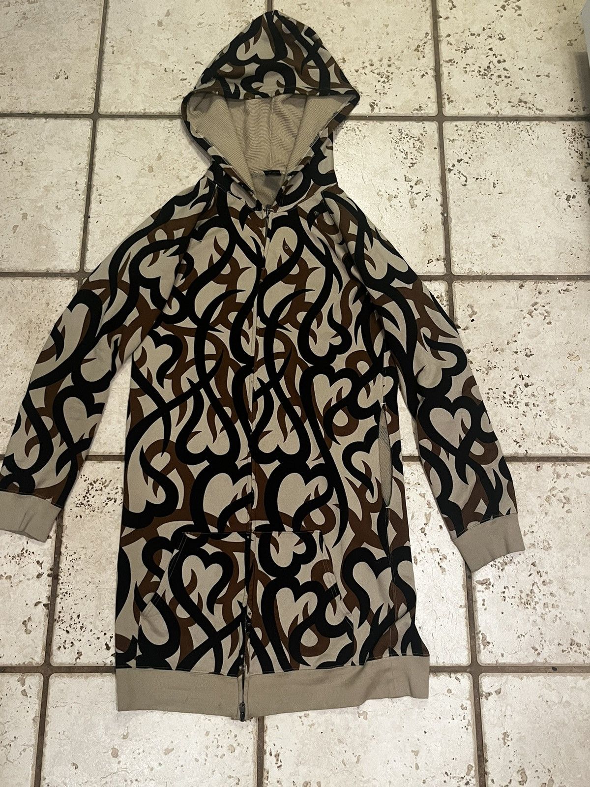 Number (N)ine number (n)ine "give peace a chance" long tribal hoodie ...